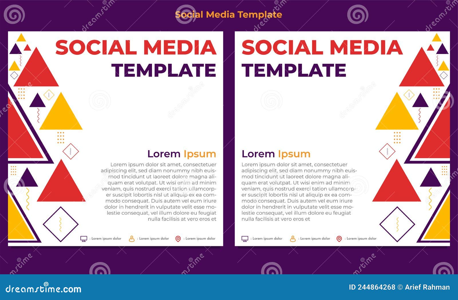 Colorful Triangle Geometric Shape Social Media Post Template Stock ...