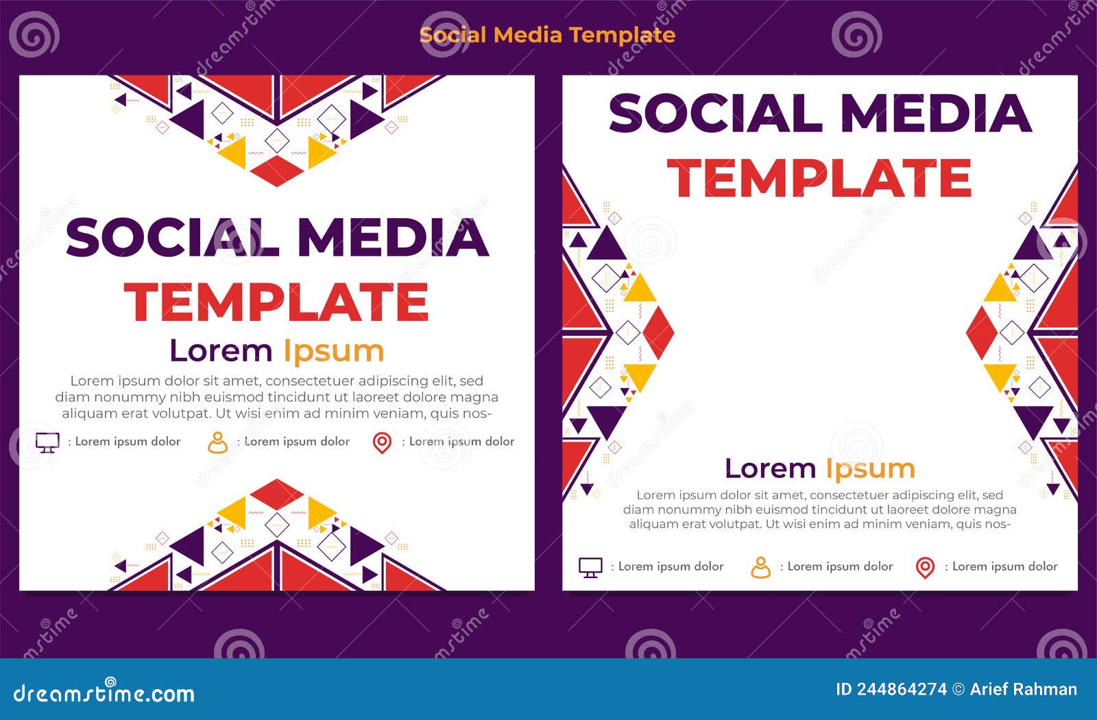 Colorful Triangle Geometric Shape Social Media Post Template Stock ...