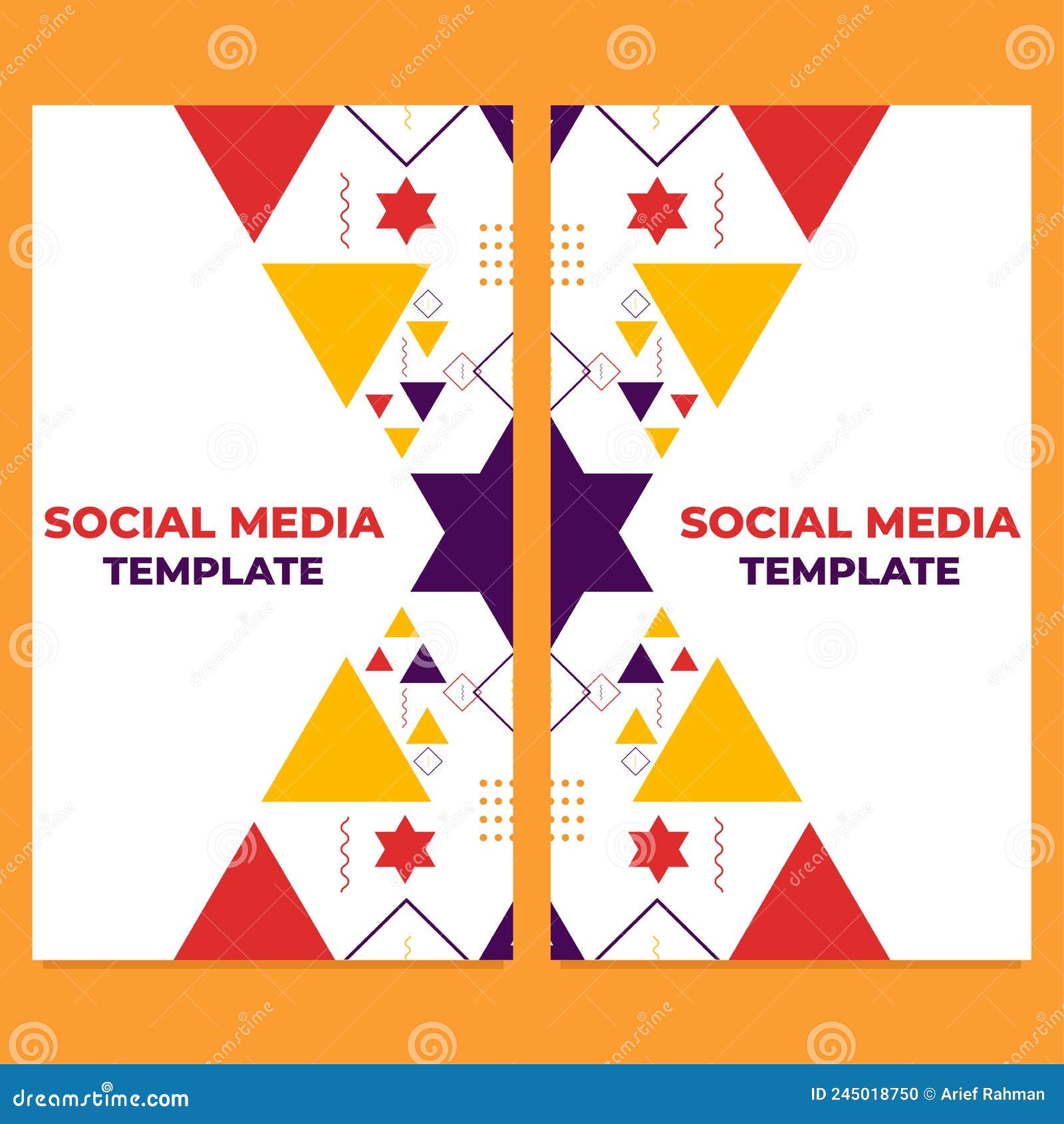 Colorful Triangle Geometric Shape Social Media Post Template Stock ...