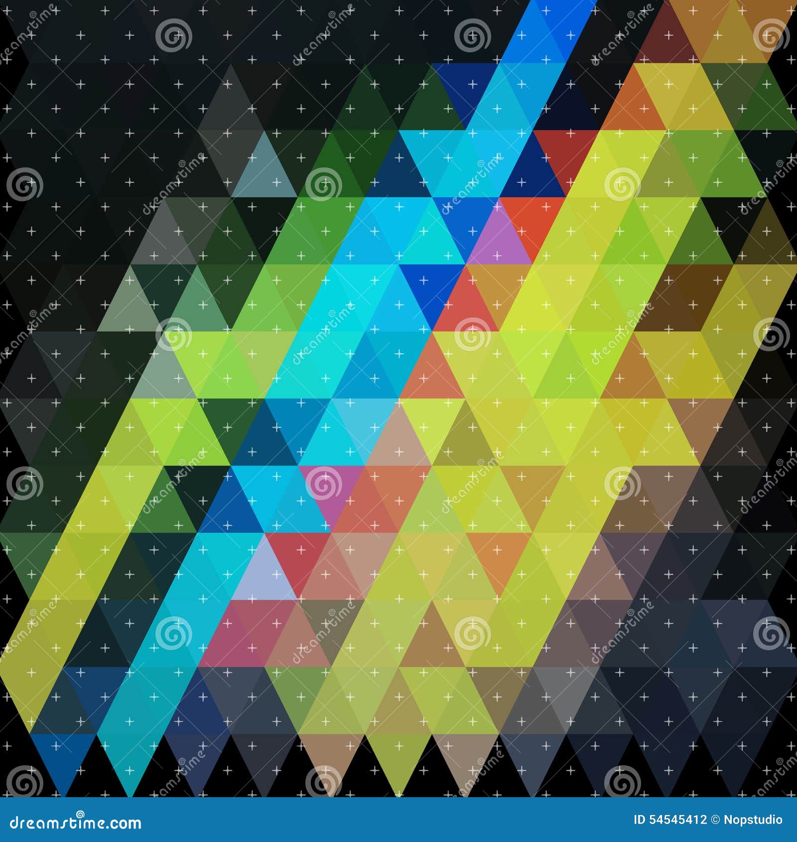 Colorful Triangle in Night Sky with Plus Star Line Background Stock ...