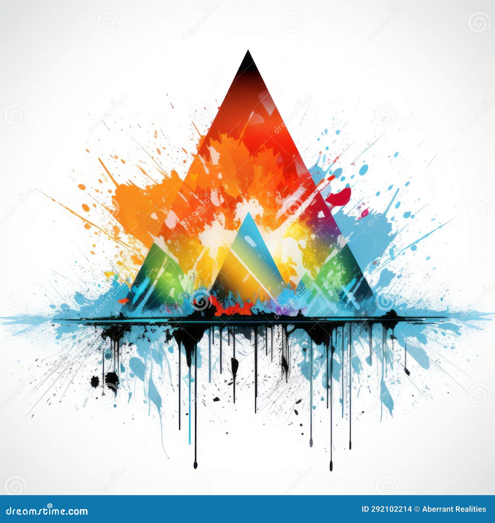 Colorful Triangle with Paint Splatters on it Stock Illustration ...