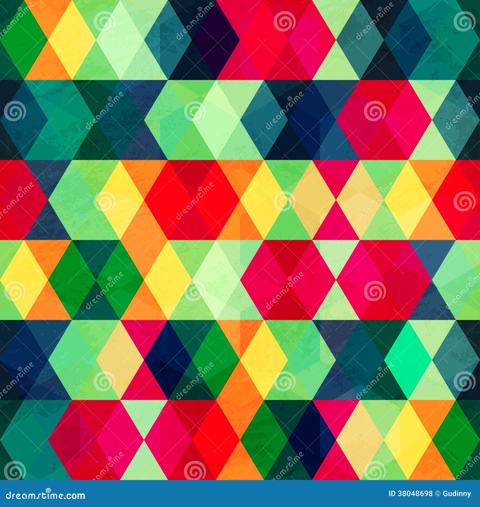 Colorful Triangle Seamless Pattern with Grunge Effect Stock Vector ...