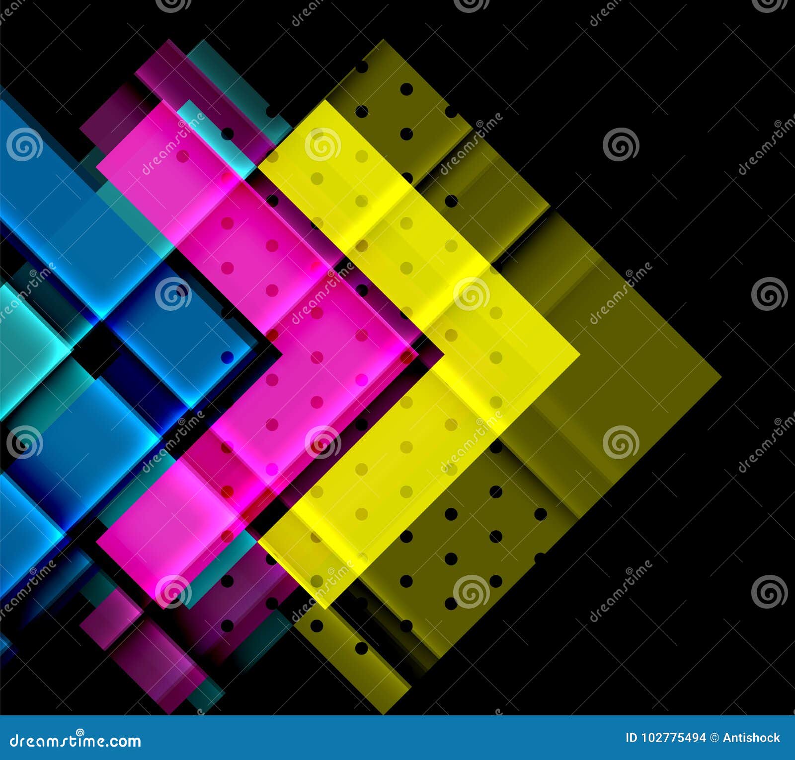 Colorful Triangles and Arrows on Dark Background Stock Vector ...