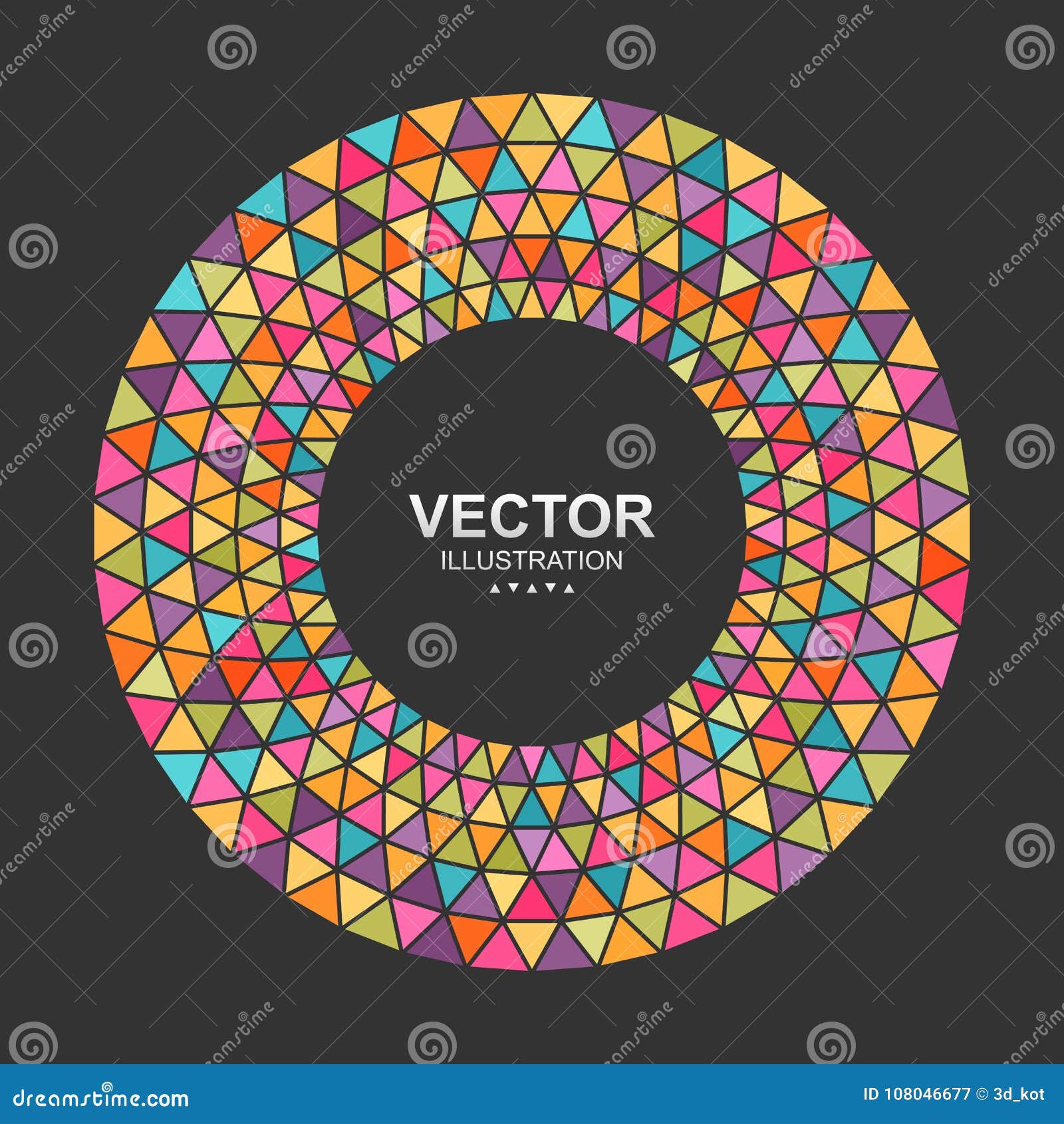 Colorful Triangles Circle Frame Border Stock Vector - Illustration of ...