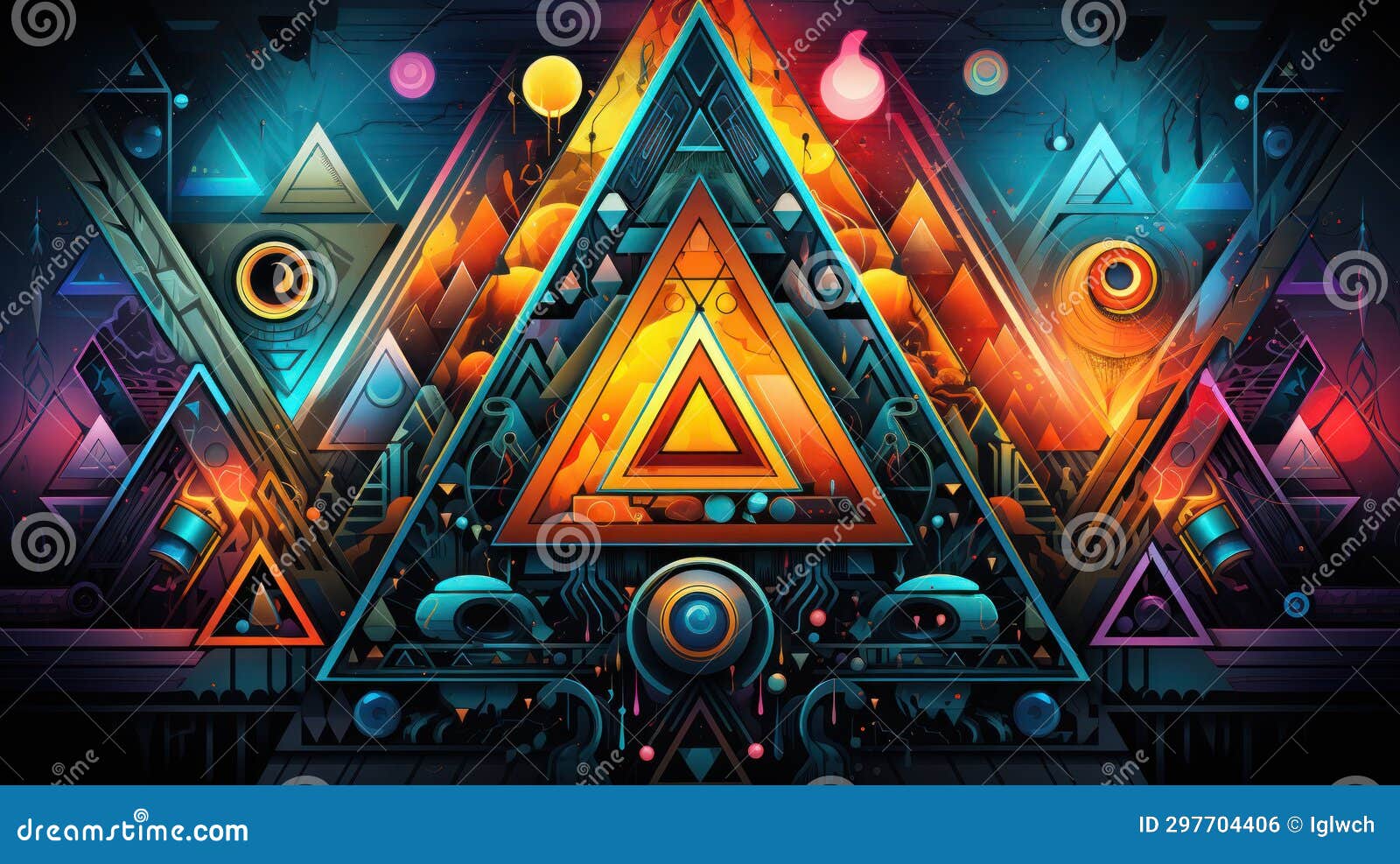 Colorful Triangles Puzzle on the Dark Background. Stock Photo - Image ...