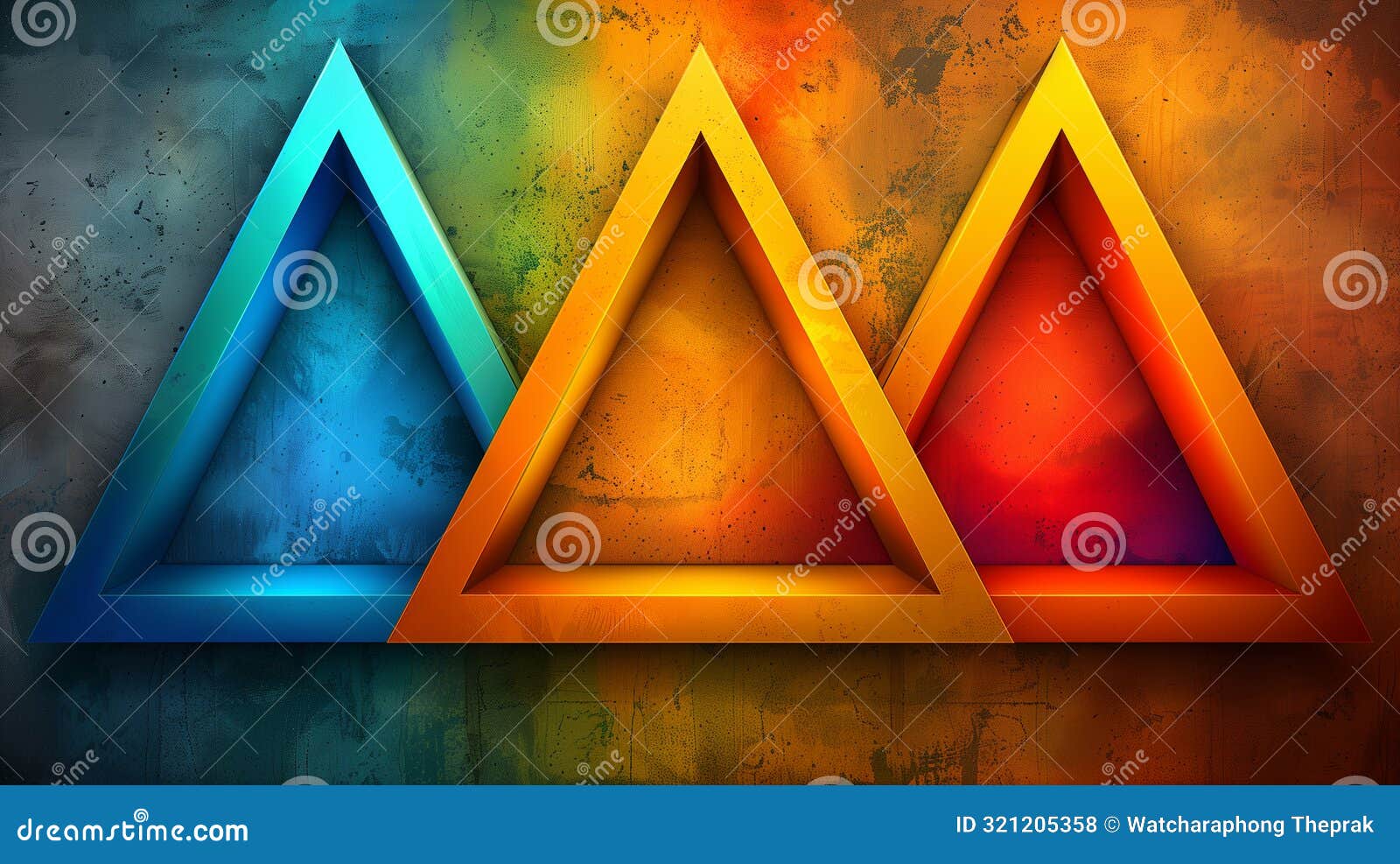Colorful Triangles on Rainbow Wall, Abstract Art Stock Illustration ...