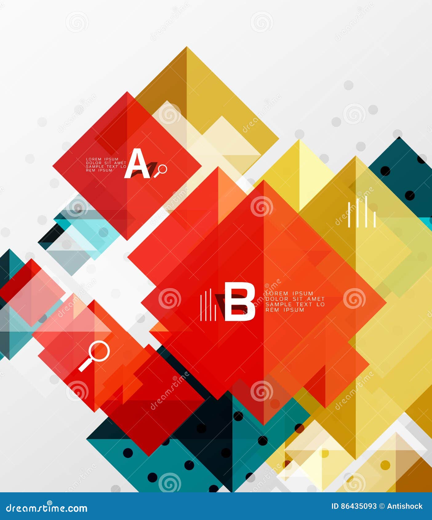Colorful Triangles and Squares Stock Illustration - Illustration of ...