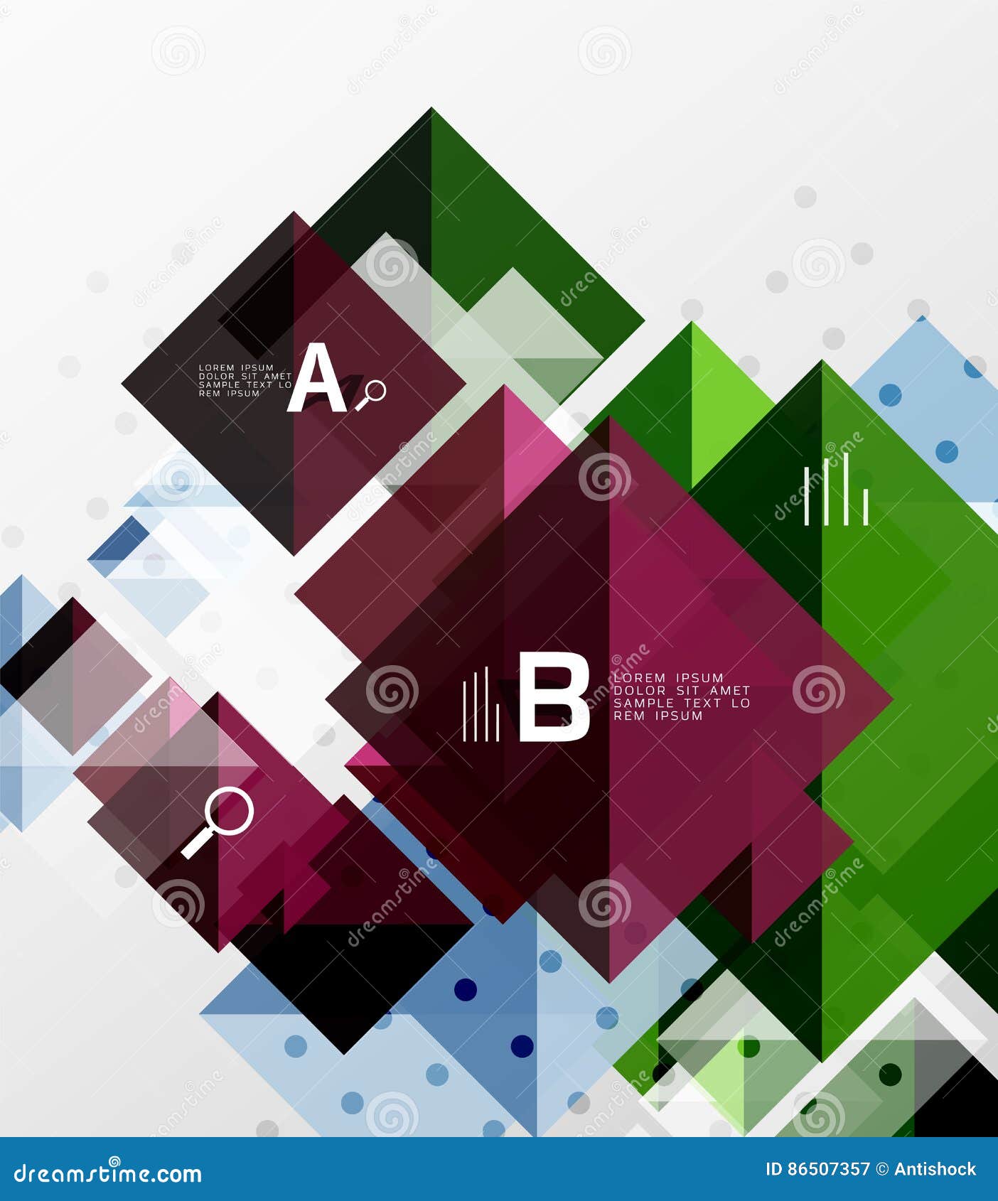 Colorful Triangles and Squares Stock Illustration - Illustration of ...