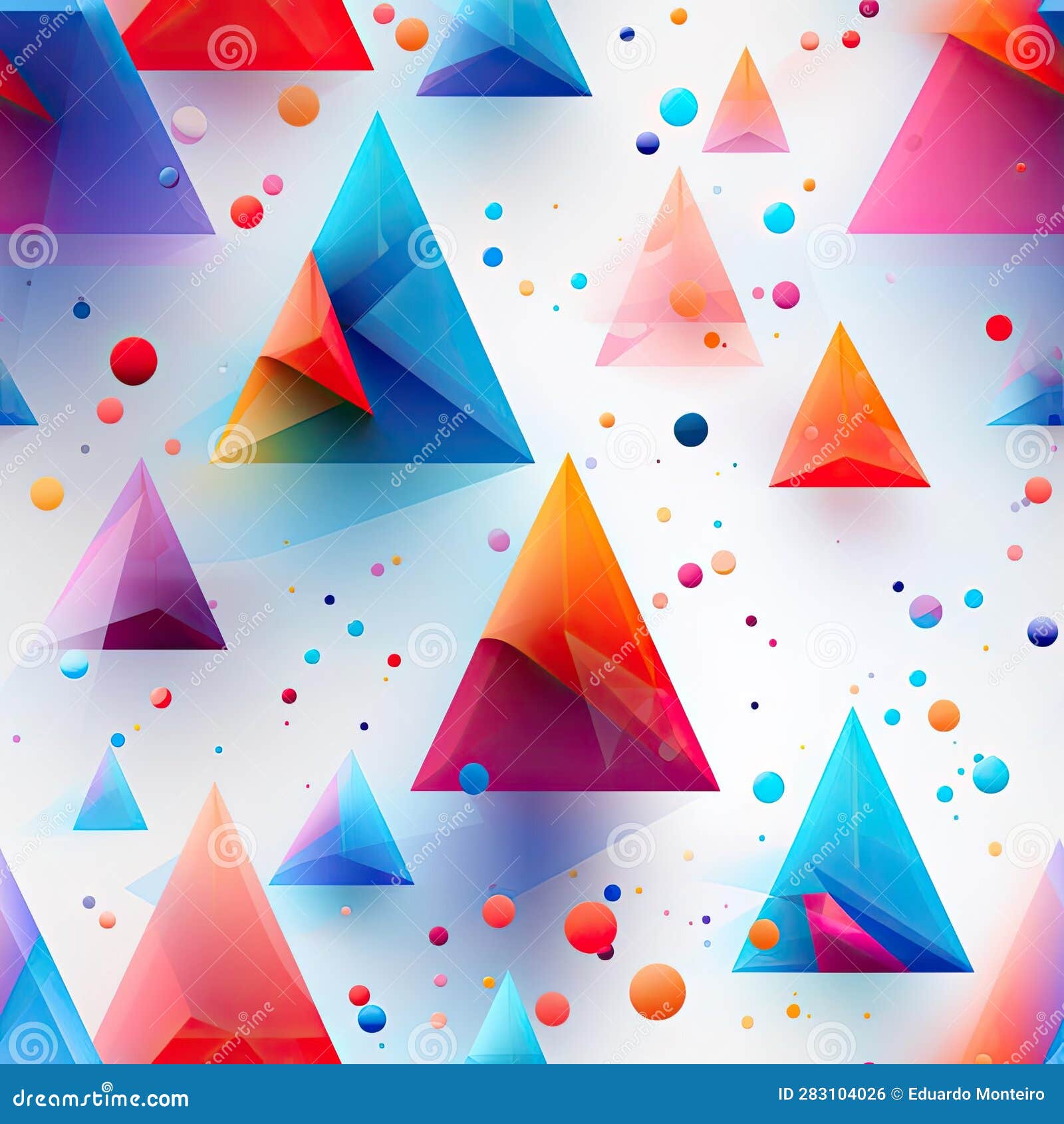Colorful Triangles on White Background in Abstract Style (tiled) Stock ...