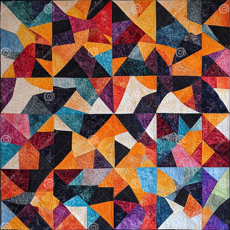 Colorful Triangular Mosaic Pattern Showcases Vibrant Design in Quilt ...
