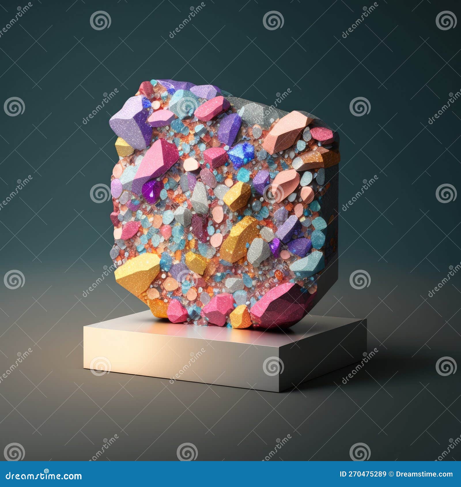 Colorful Triangular Prism with Sharp Edges Podium, Empty Showcase for ...