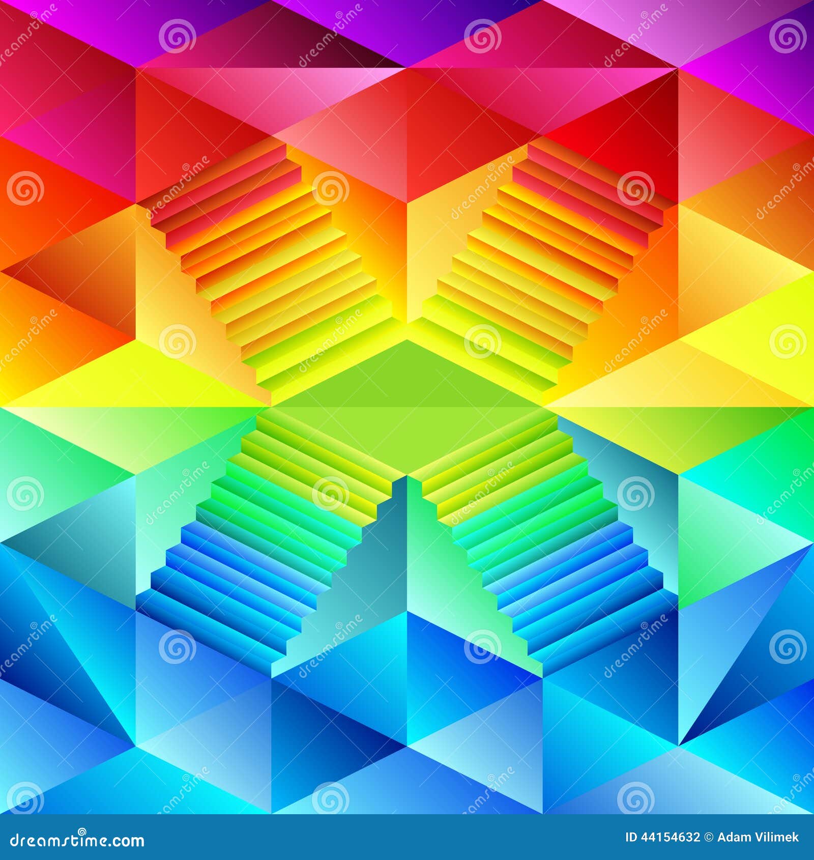 Colorful Triangular Wallpaper with Staircase Crossroad Design Stock ...