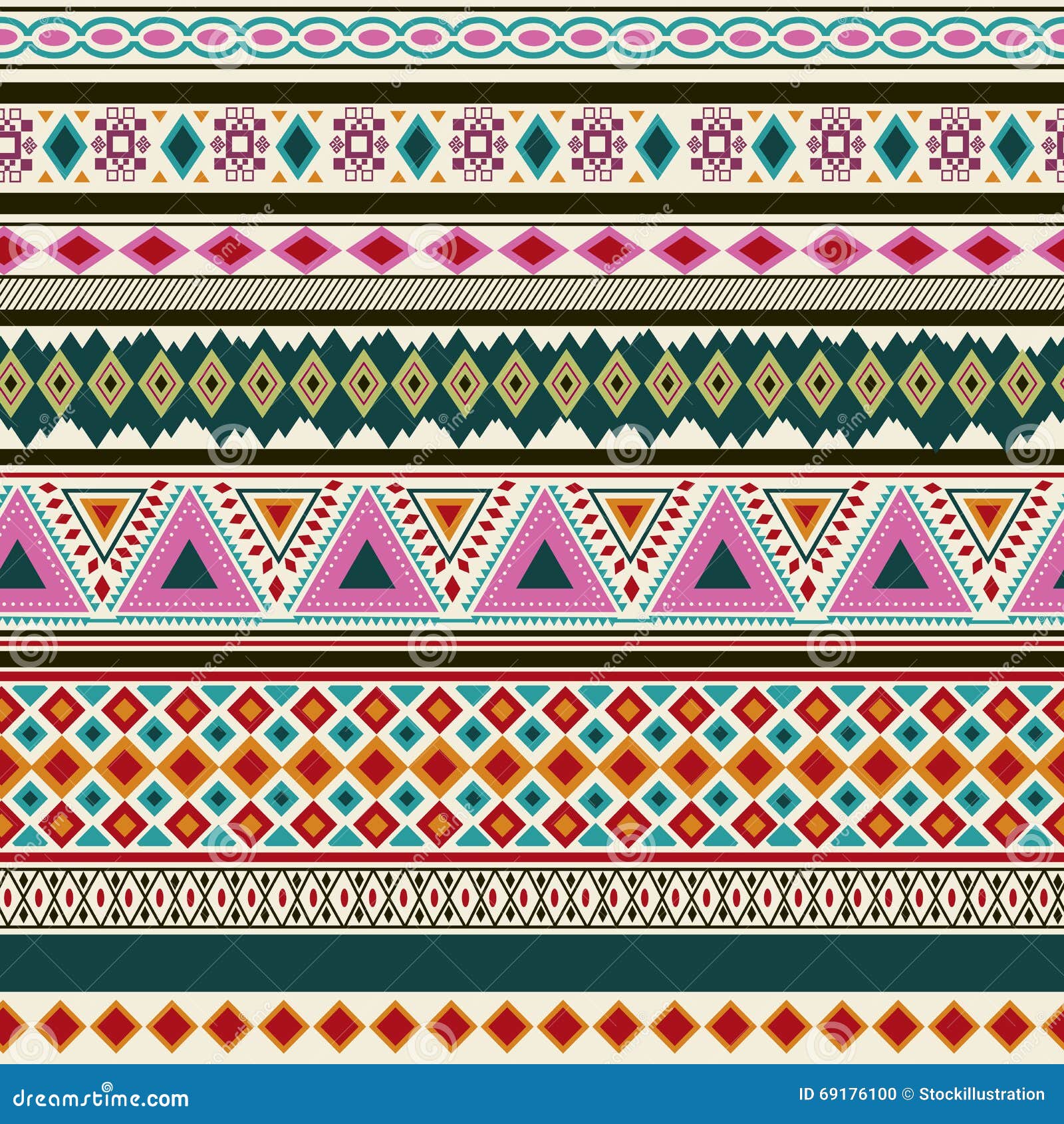 Colorful Tribal Geometric Aztec Seamless Pattern Stock Vector ...