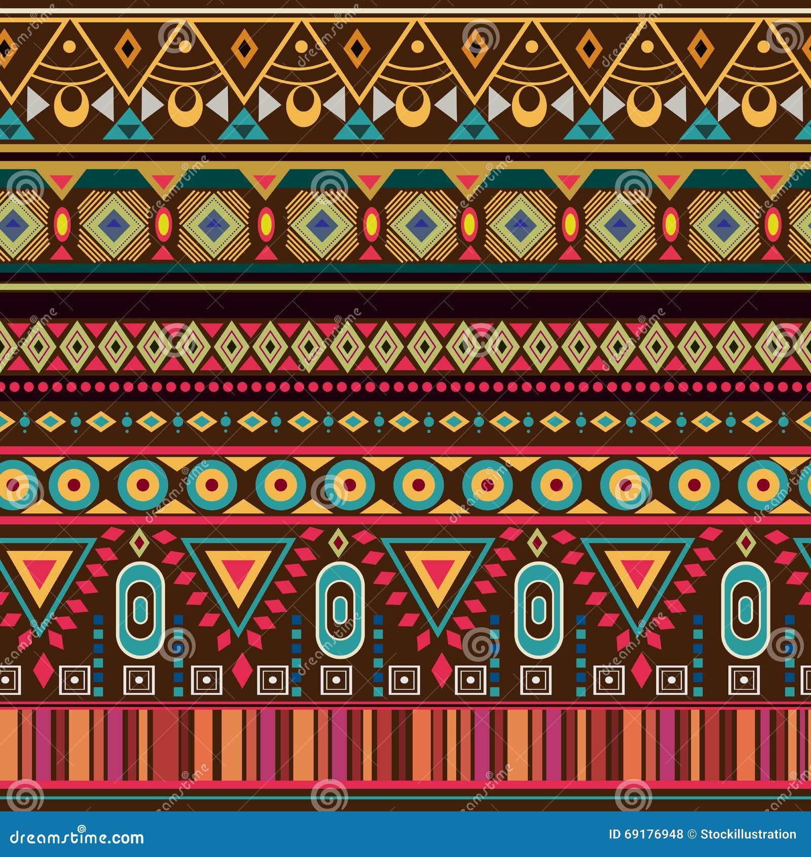 Colorful Tribal Geometric Aztec Seamless Pattern Stock Vector ...