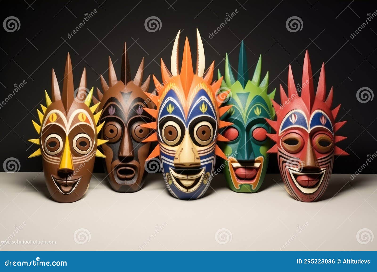 Colorful Tribal Masks on a Neutral Background Stock Photo - Image of ...
