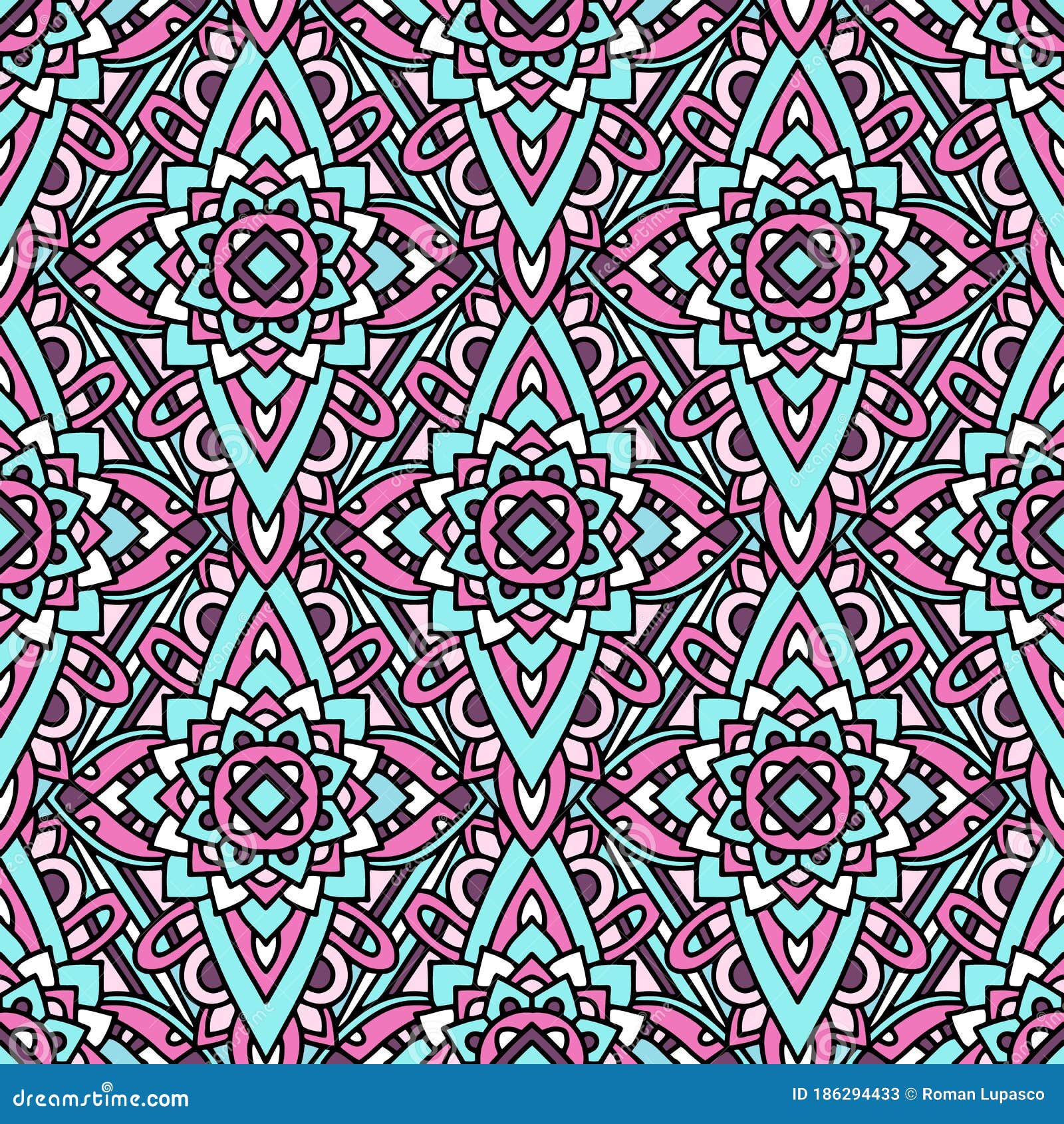 Colorful Tribal Native Pattern, Outline Style Stock Vector ...