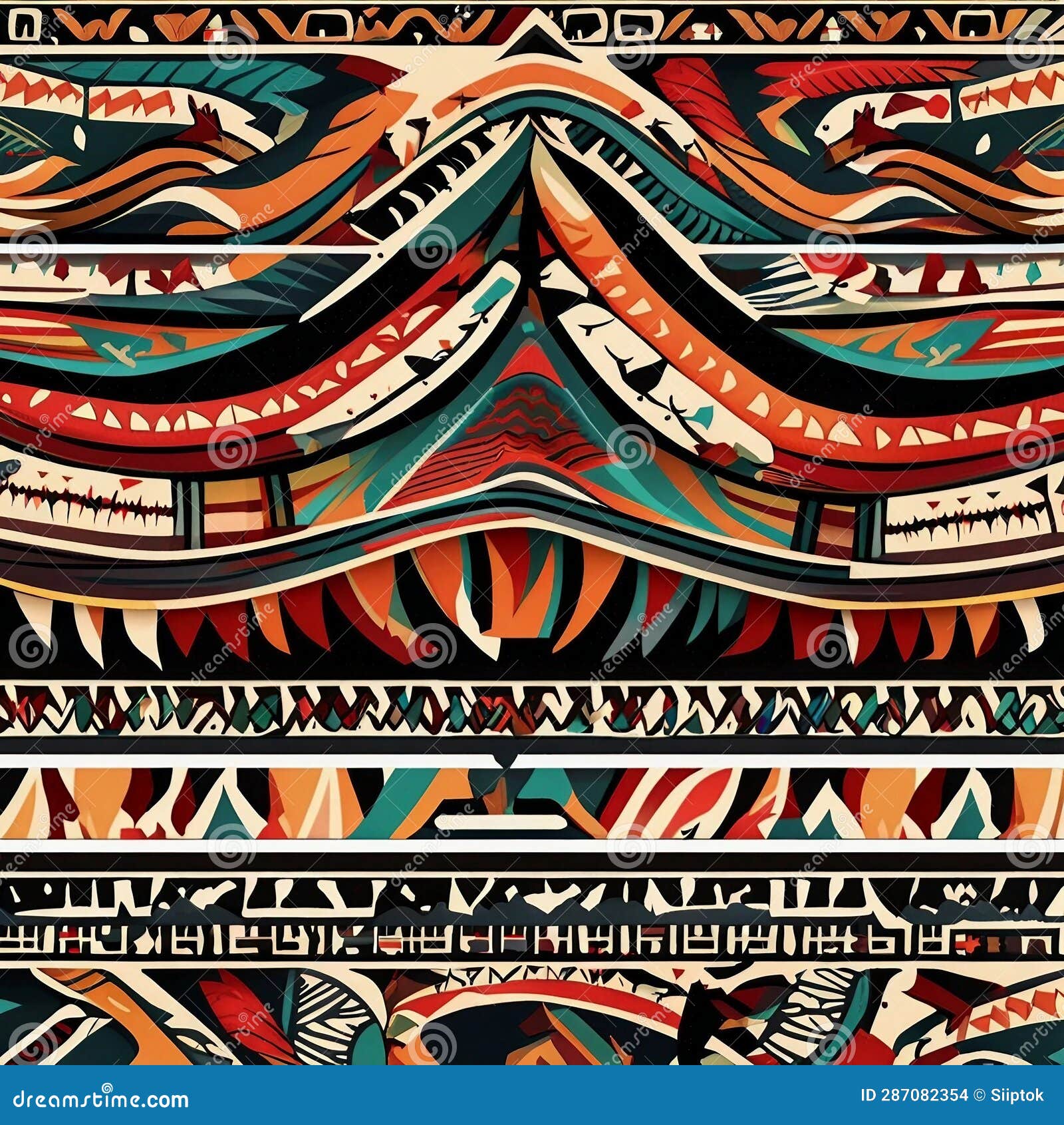 Colorful Tribal Pattern Background Stock Illustration - Illustration of ...
