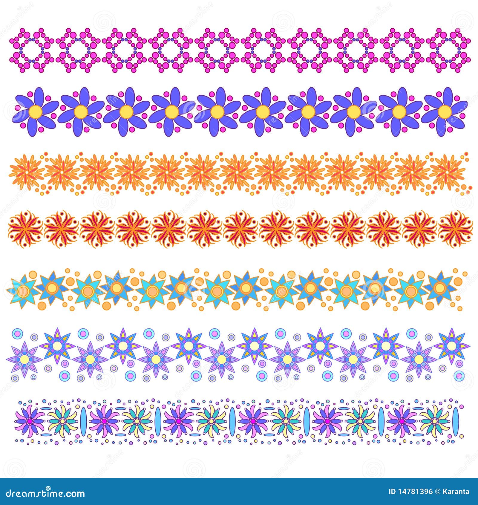 Colorful Trim or Border Collection Stock Illustration - Illustration of ...