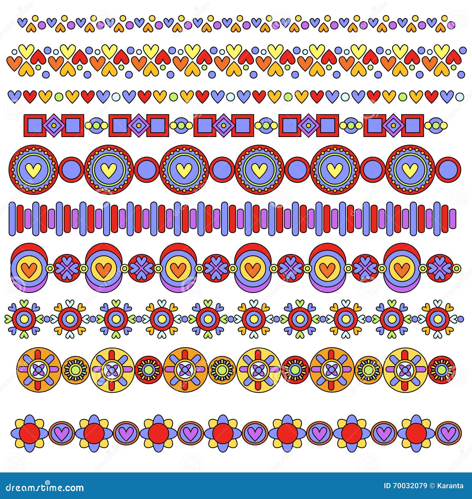 Colorful Trim or Border Collection Stock Illustration - Illustration of ...