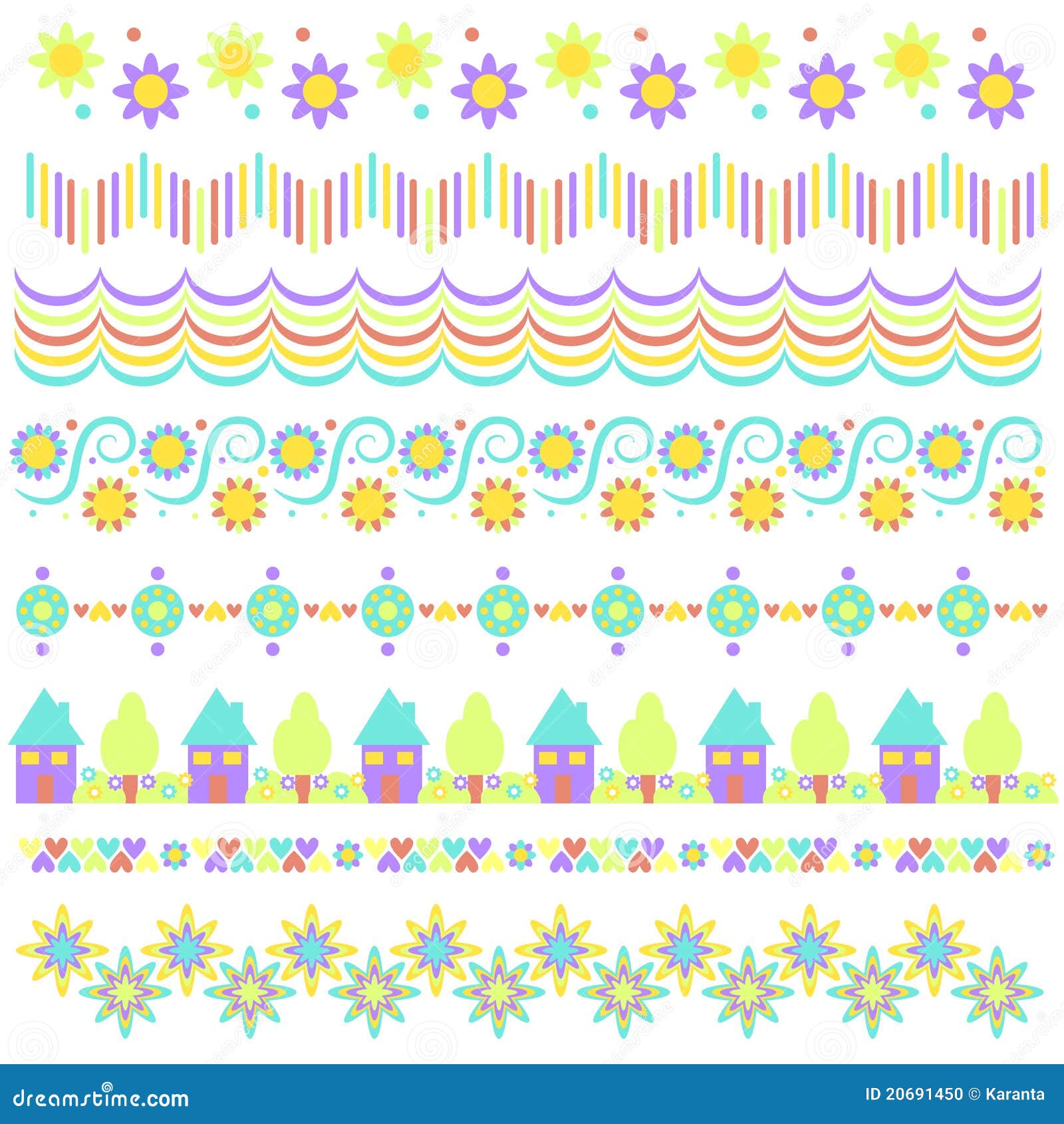 Colorful trim collection stock illustration. Illustration of border ...