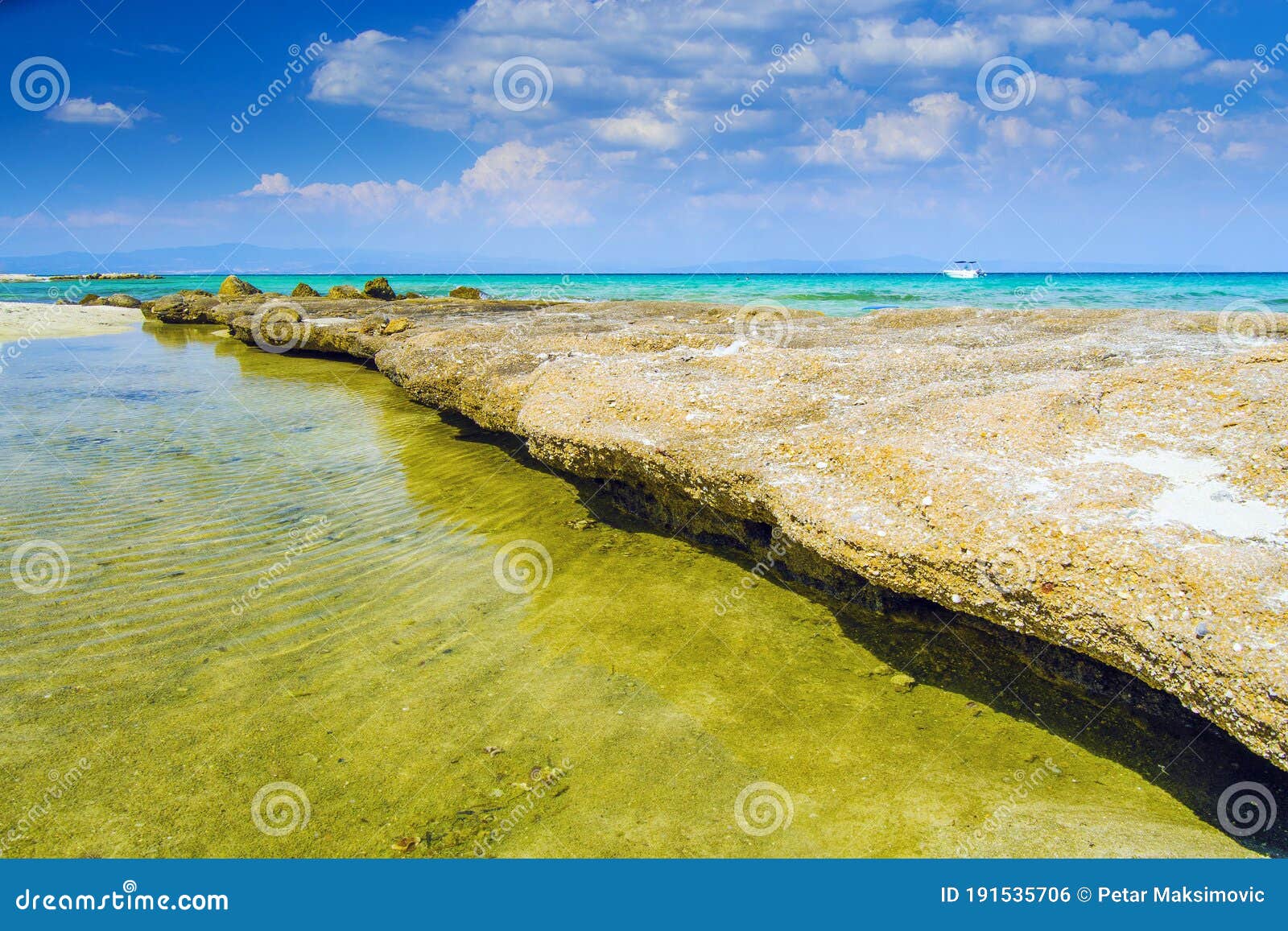 Colorful Tropical Beach with Huge Rock Stock Photo - Image of beauty ...