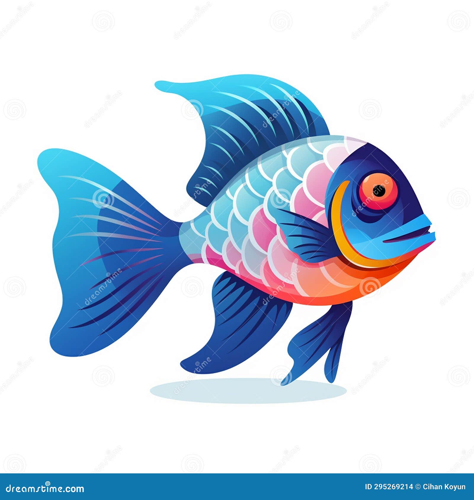 Colorful Tropical Fish Against a White Background Stock Illustration ...