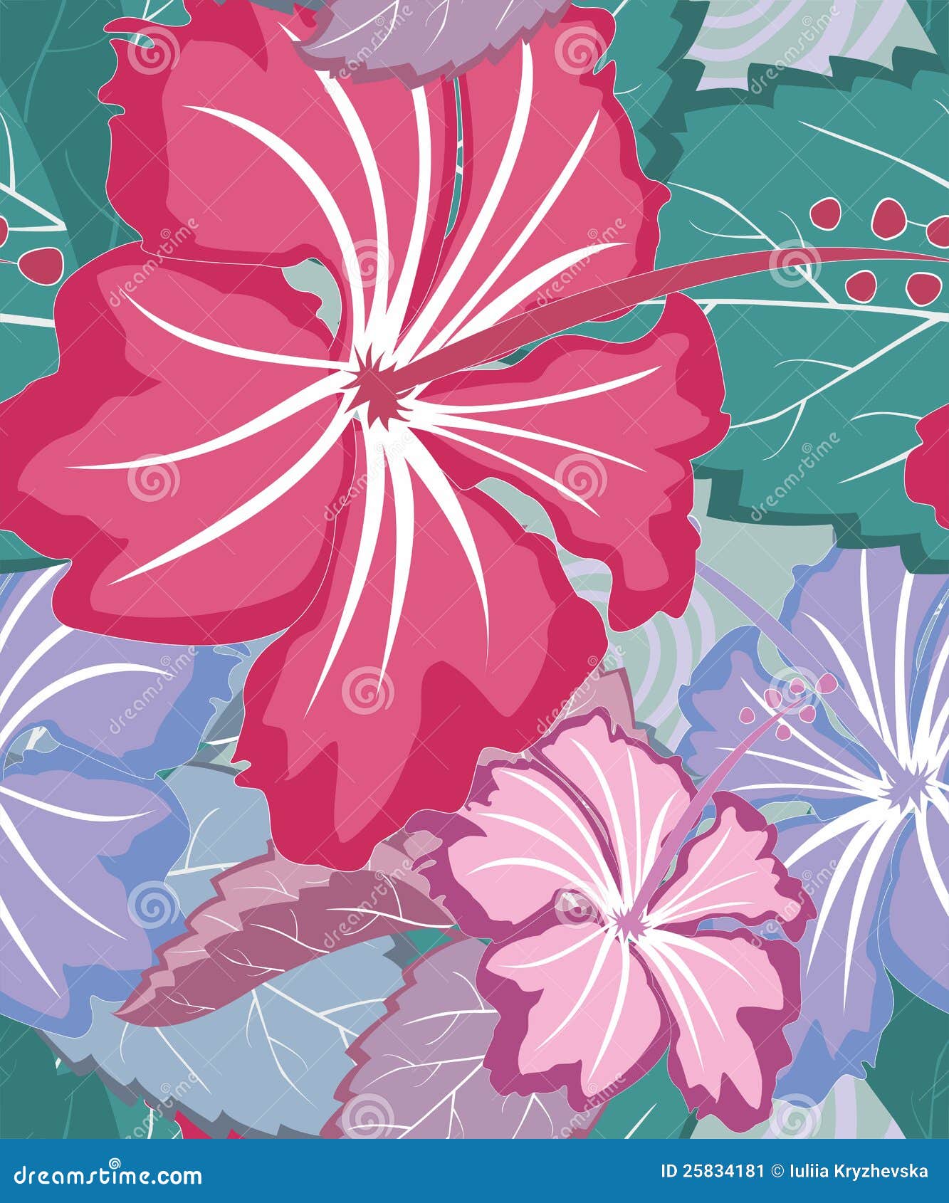 Colorful Tropical Floral Seamless Pattern Stock Vector - Illustration ...