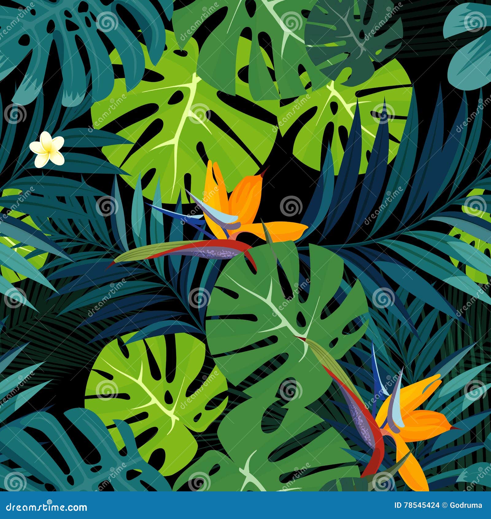 Colorful Tropical Island Volcano Eruption Night Scene Under Moon Stars ...