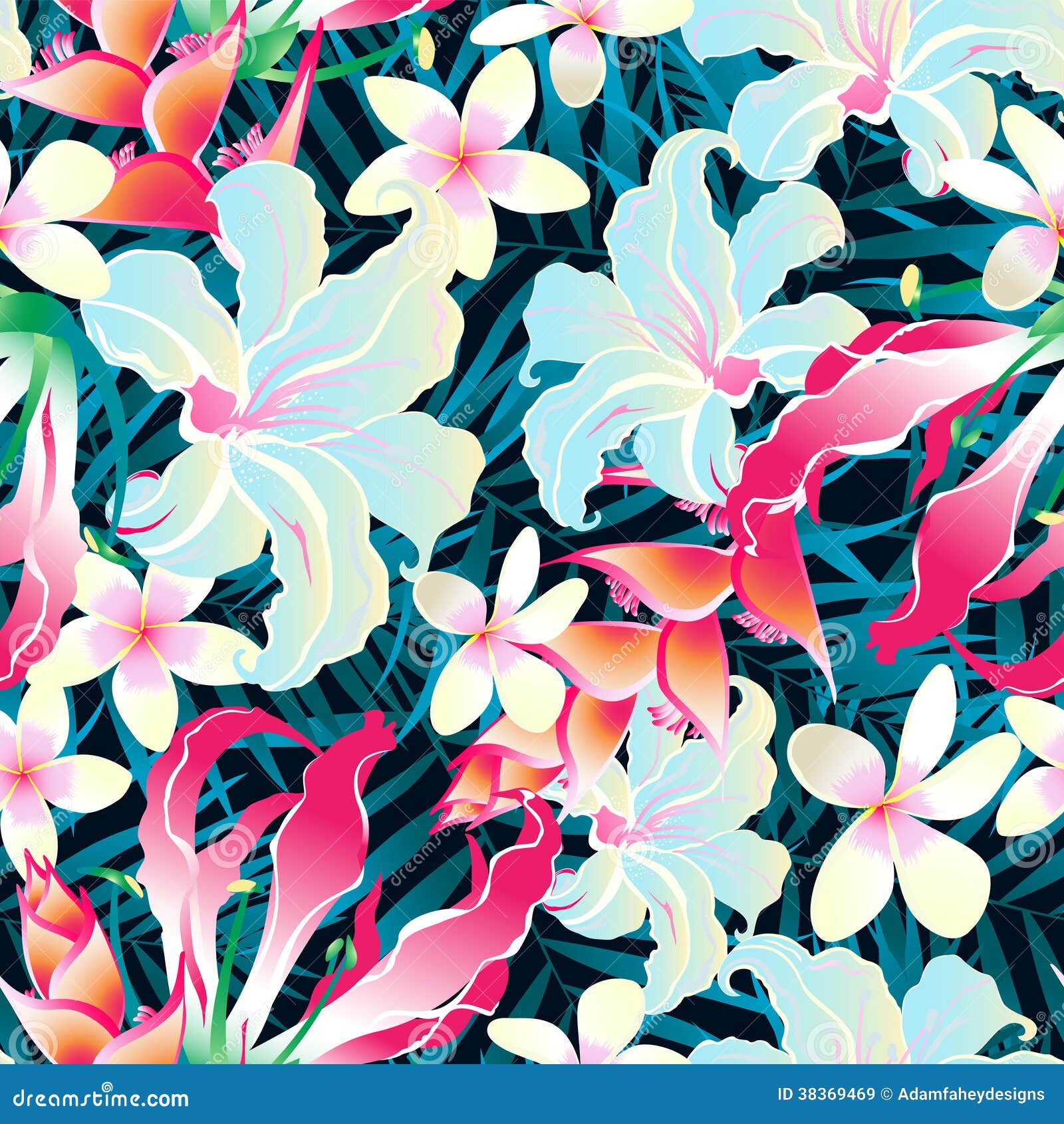 Colorful Tropical Seamless Pattern Stock Vector - Illustration of ...