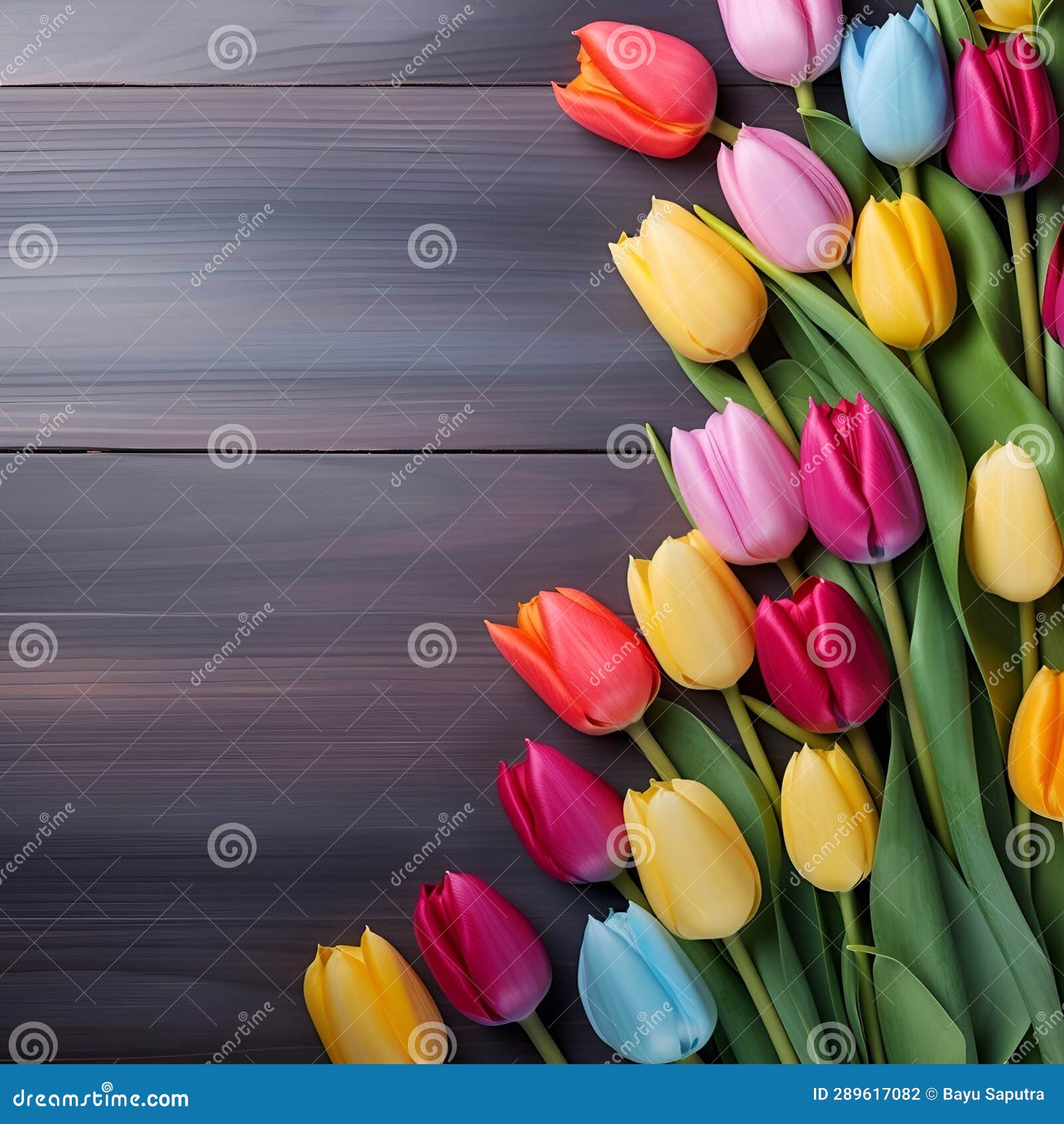 Colorful Tulip Flowers Copy Space, Ai Generative Stock Illustration ...