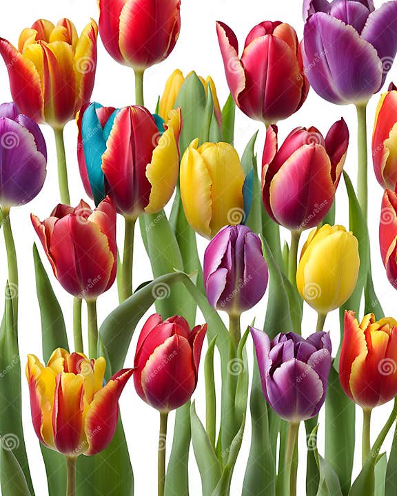 Colorful Tulips Adding a Pop of Joy Stock Illustration - Illustration ...