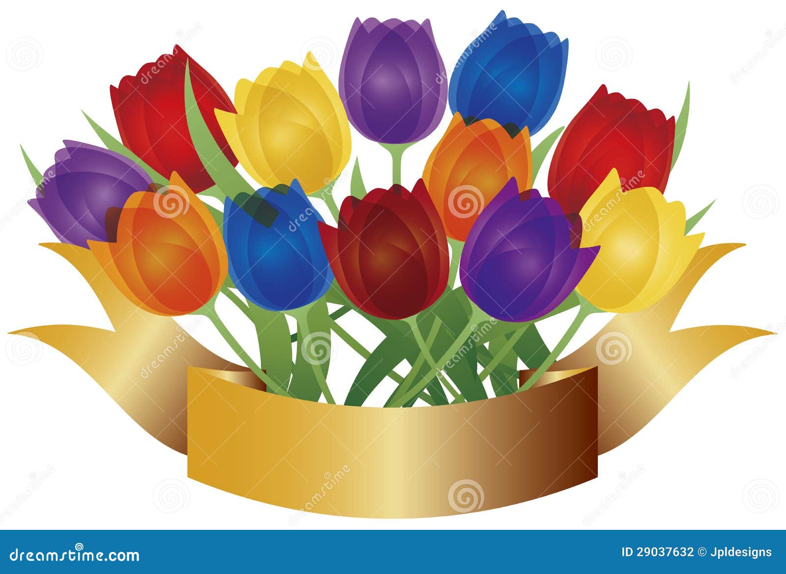 Colorful Tulips with Gold Banner Illustration Stock Vector ...