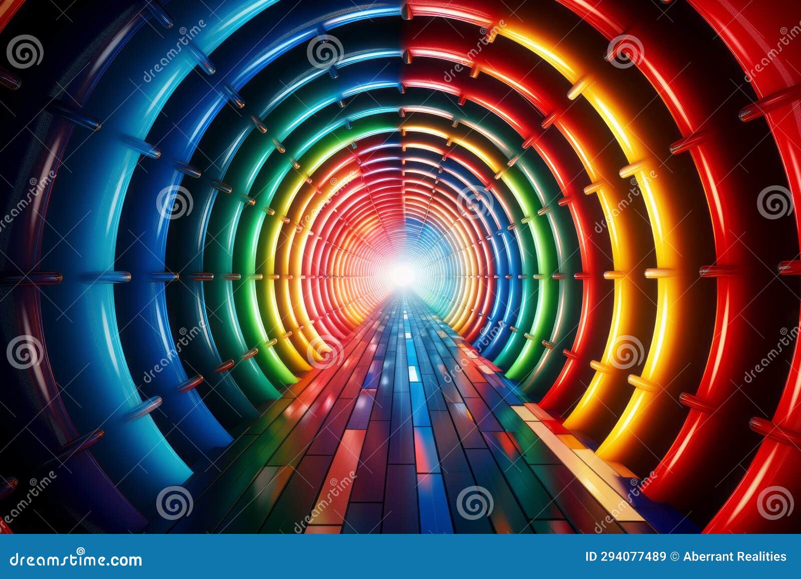 A Colorful Tunnel with a Bright Light at the End Stock Illustration ...