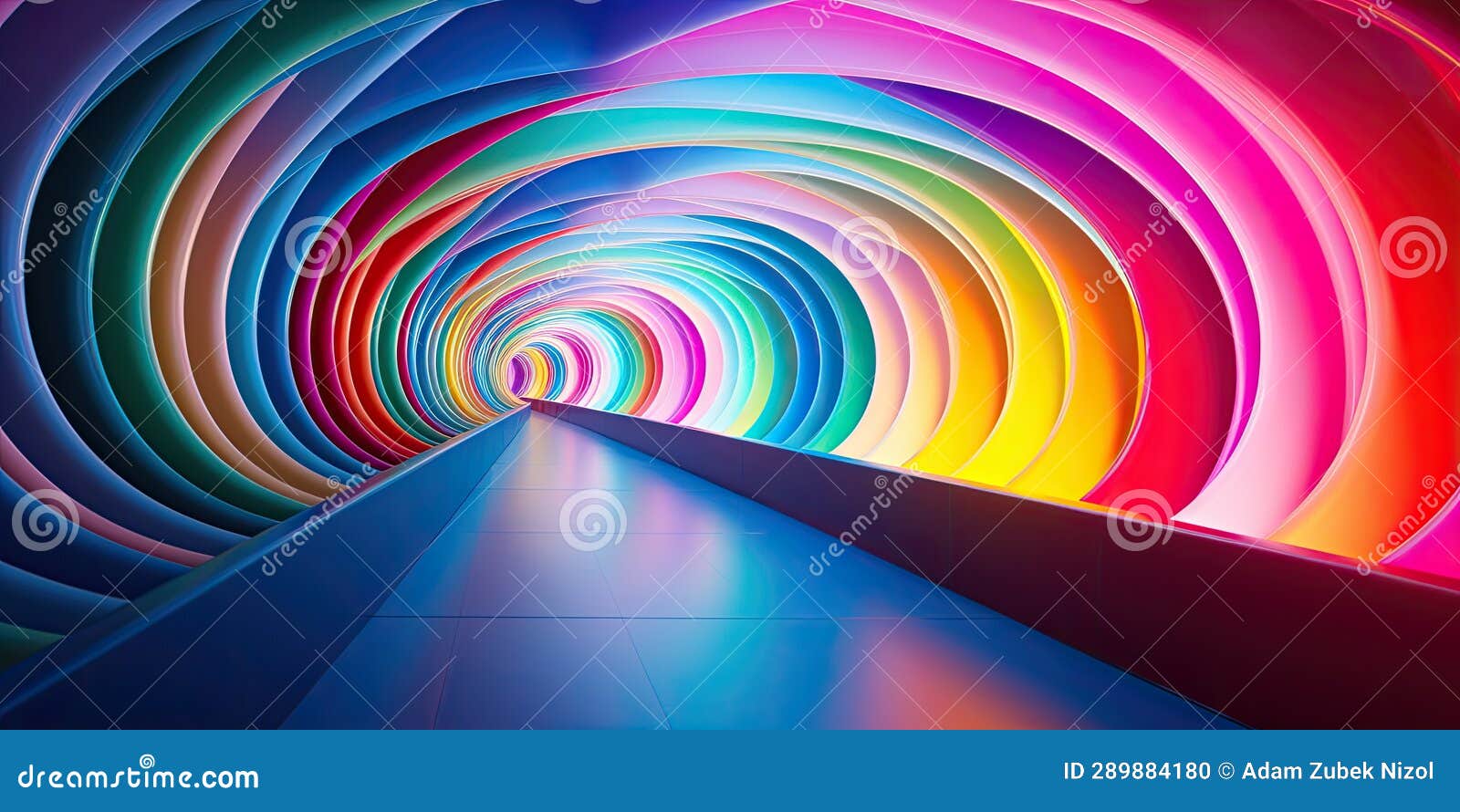 A Colorful Tunnel with Lights Stock Illustration - Illustration of ...