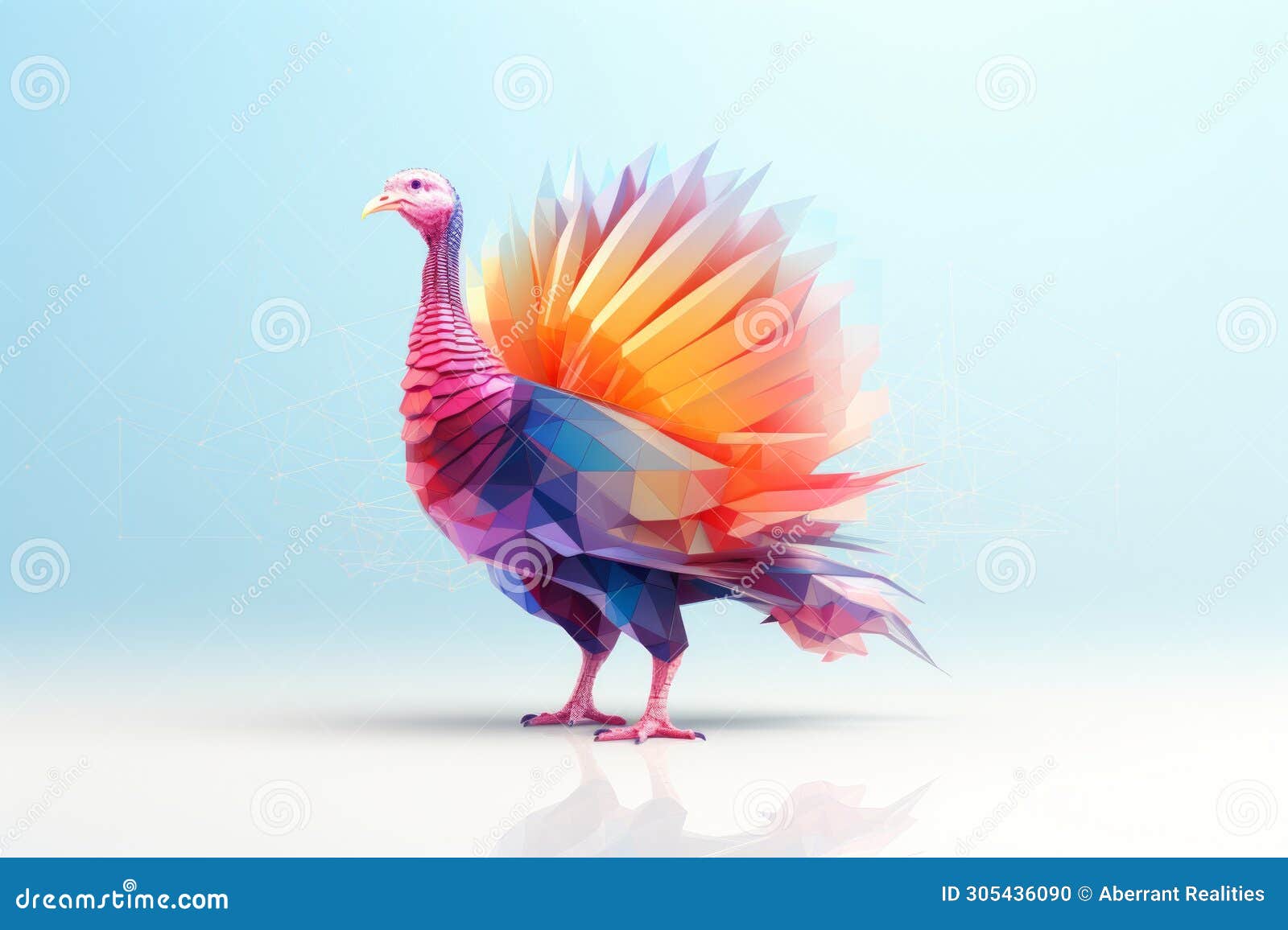 A Colorful Turkey on a Blue Background Stock Illustration ...