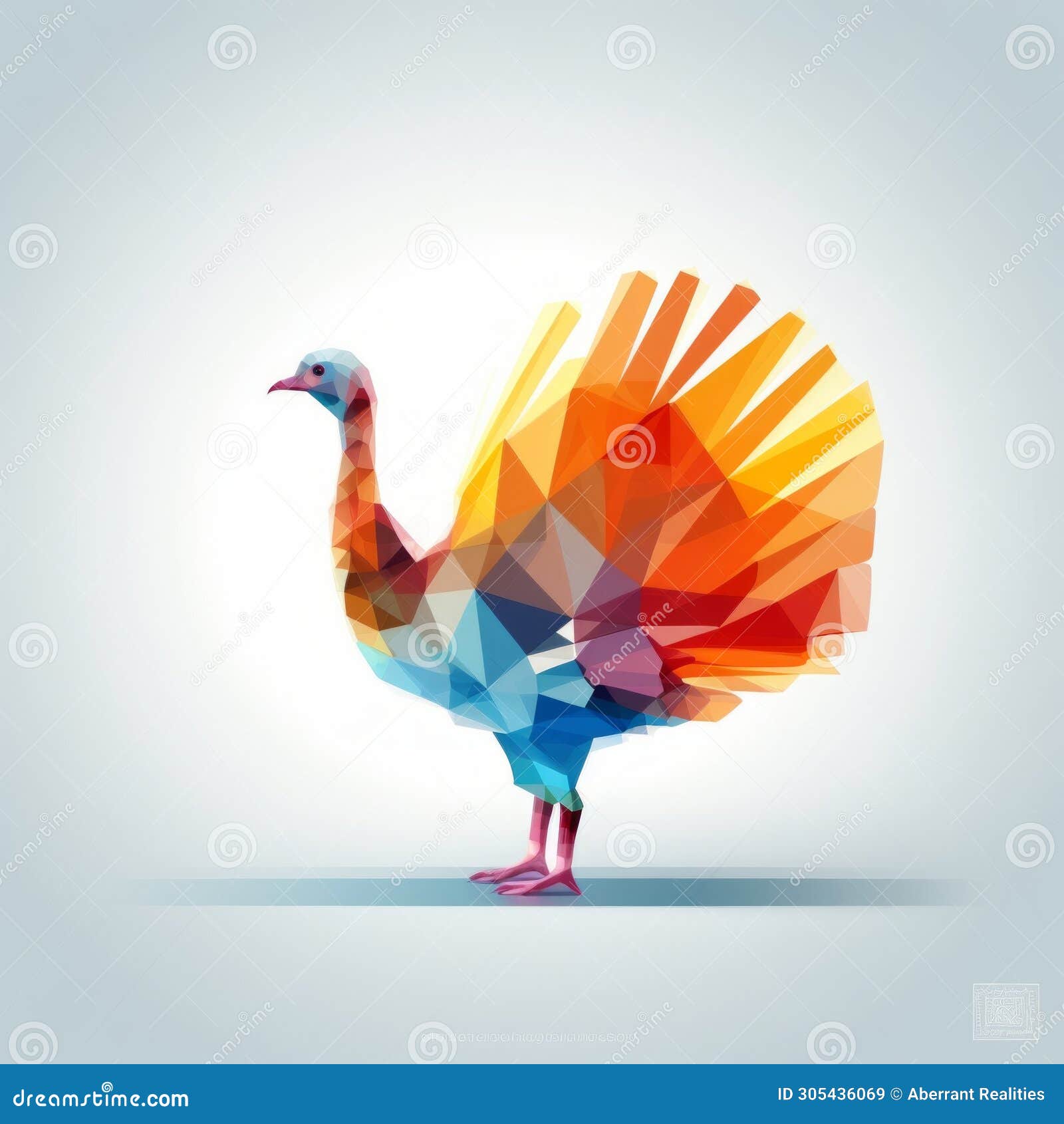 A Colorful Turkey is Shown on a Gray Background Stock Illustration ...