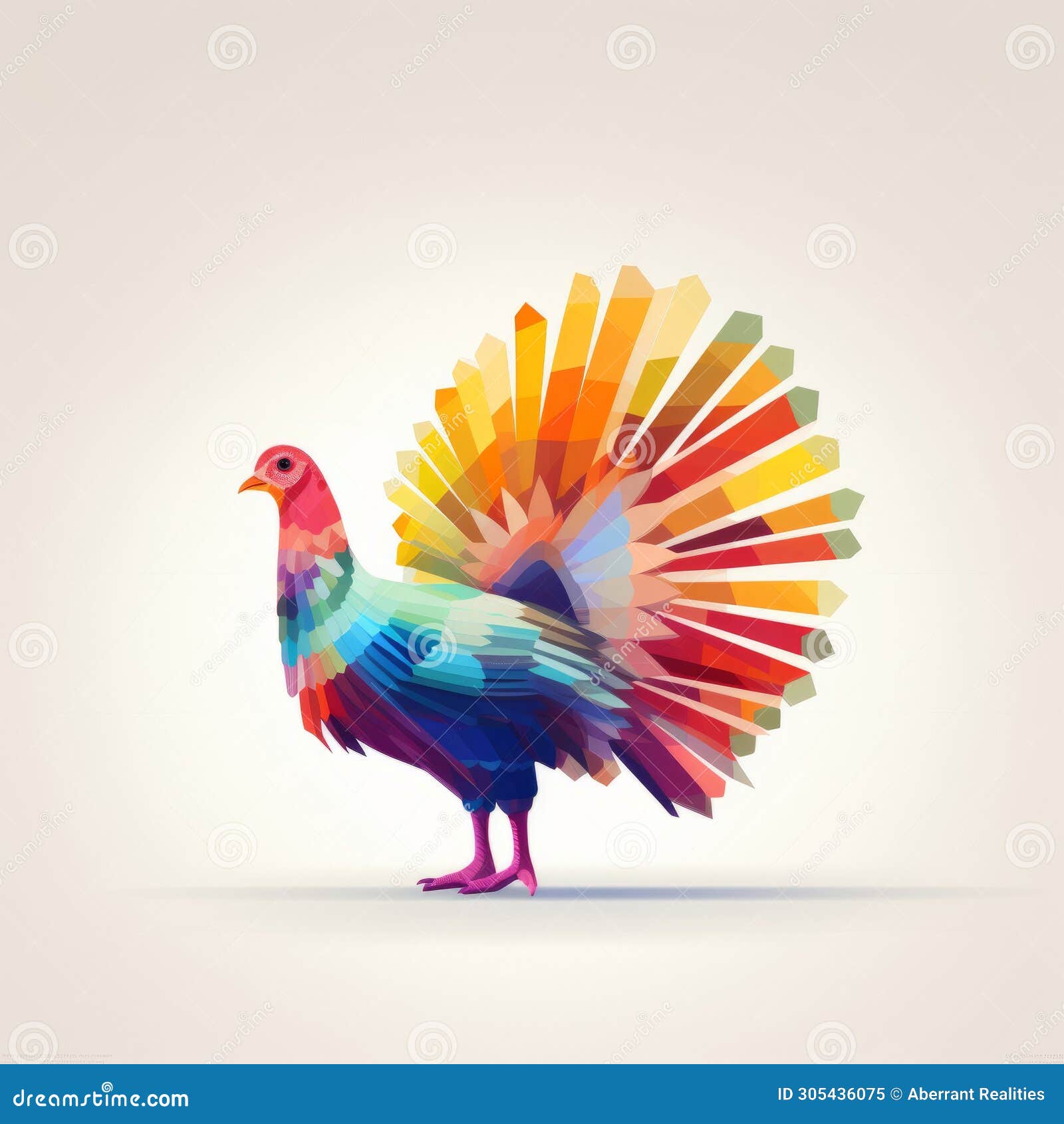 A Colorful Turkey is Shown on a White Background Stock Illustration ...