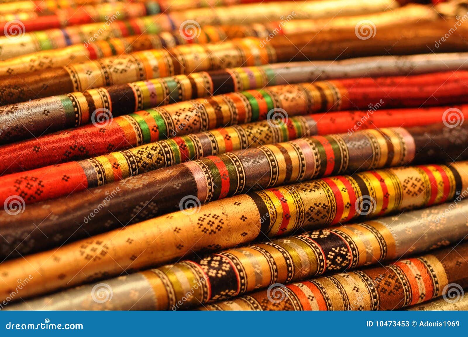 Colorful Turkish fabric stock image. Image of gold, roll - 10473453