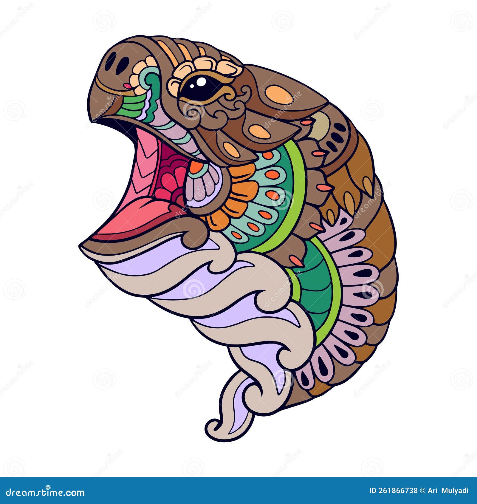 Colorful Turtle Mandala Arts. Isolated on White Background Stock Vector ...