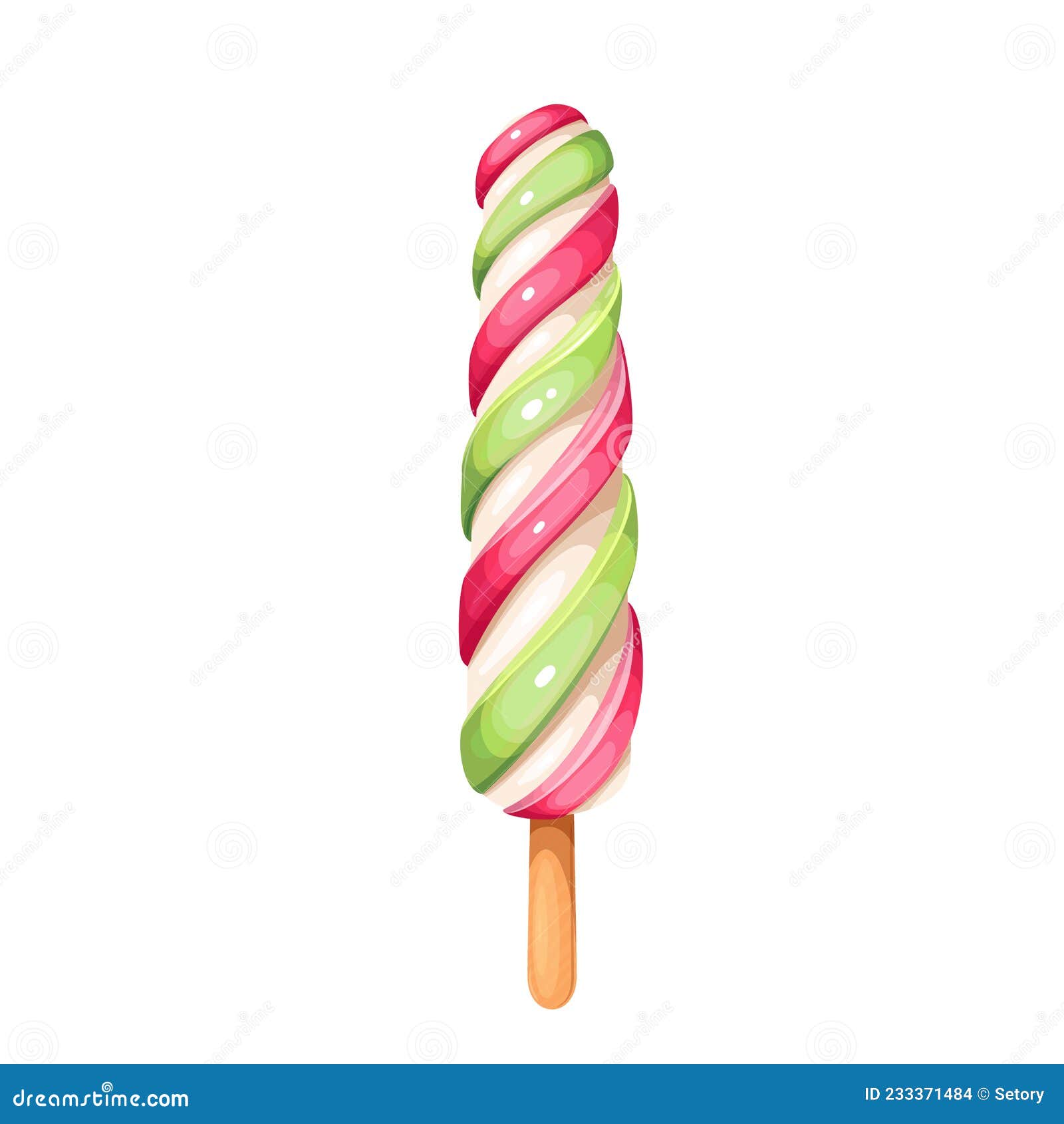 Colorful Twisted Fruit Ice Cream on Stick Stock Vector - Illustration ...