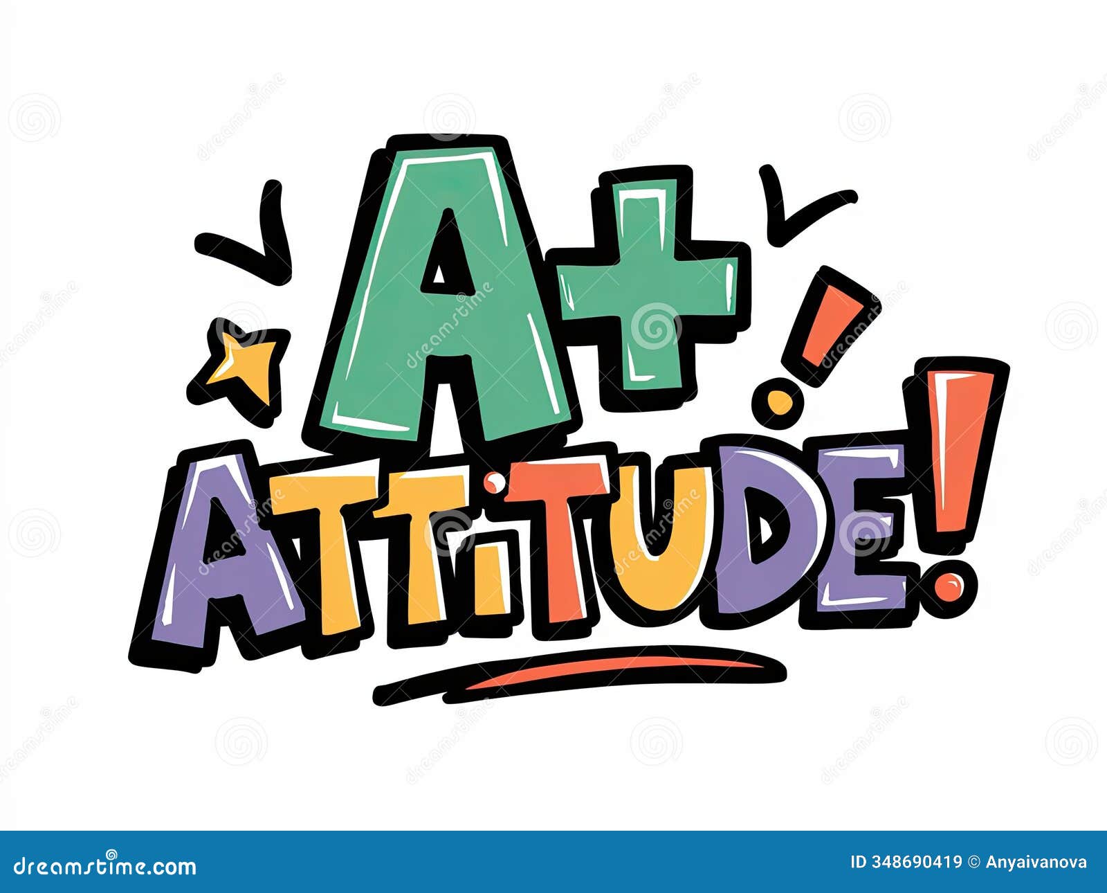 Colorful Typography Design Showcasing a+ Attitude with Dynamic Elements ...