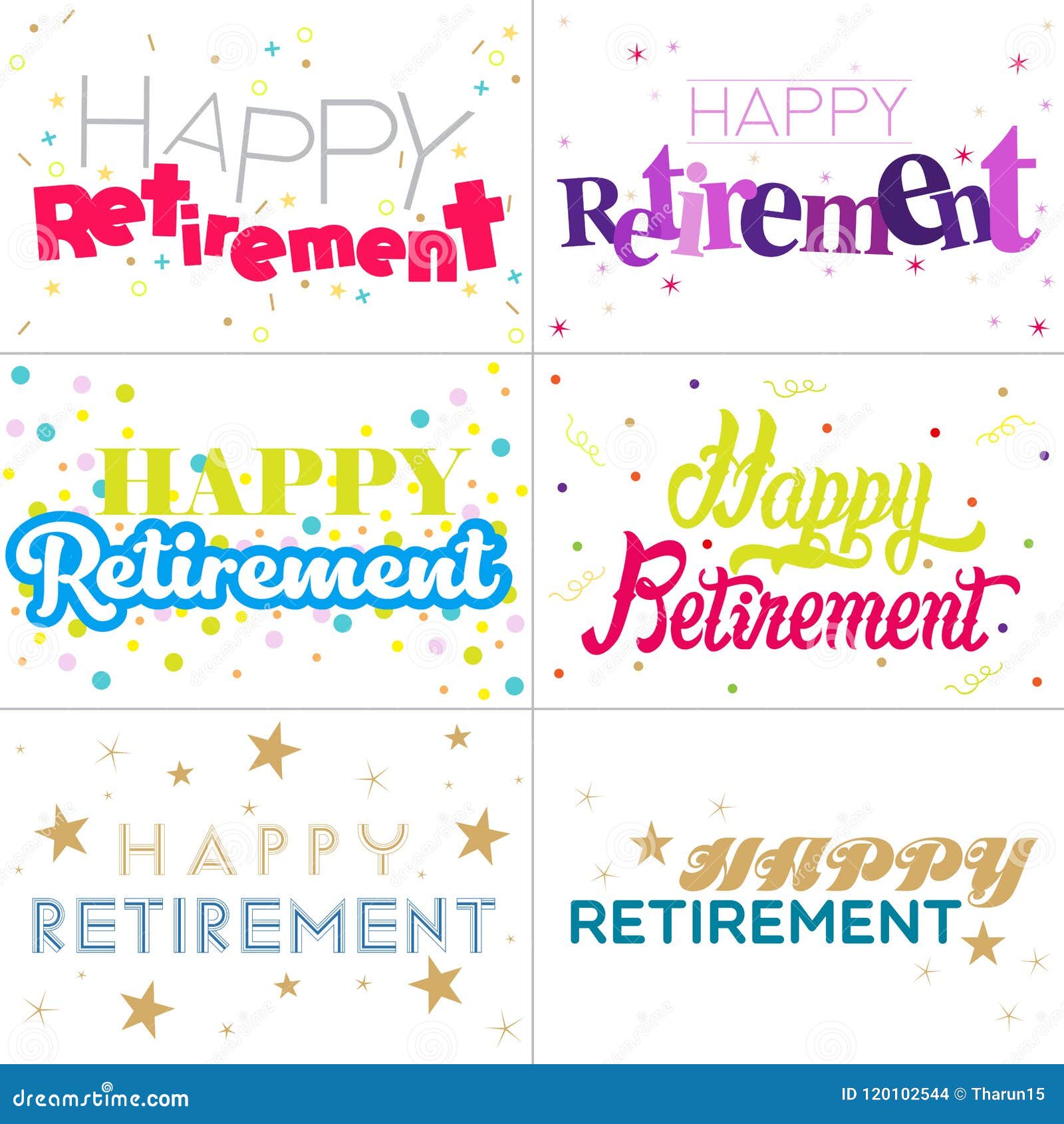 Colorful Typography Designs of Happy Retirement Text Stock Vector ...