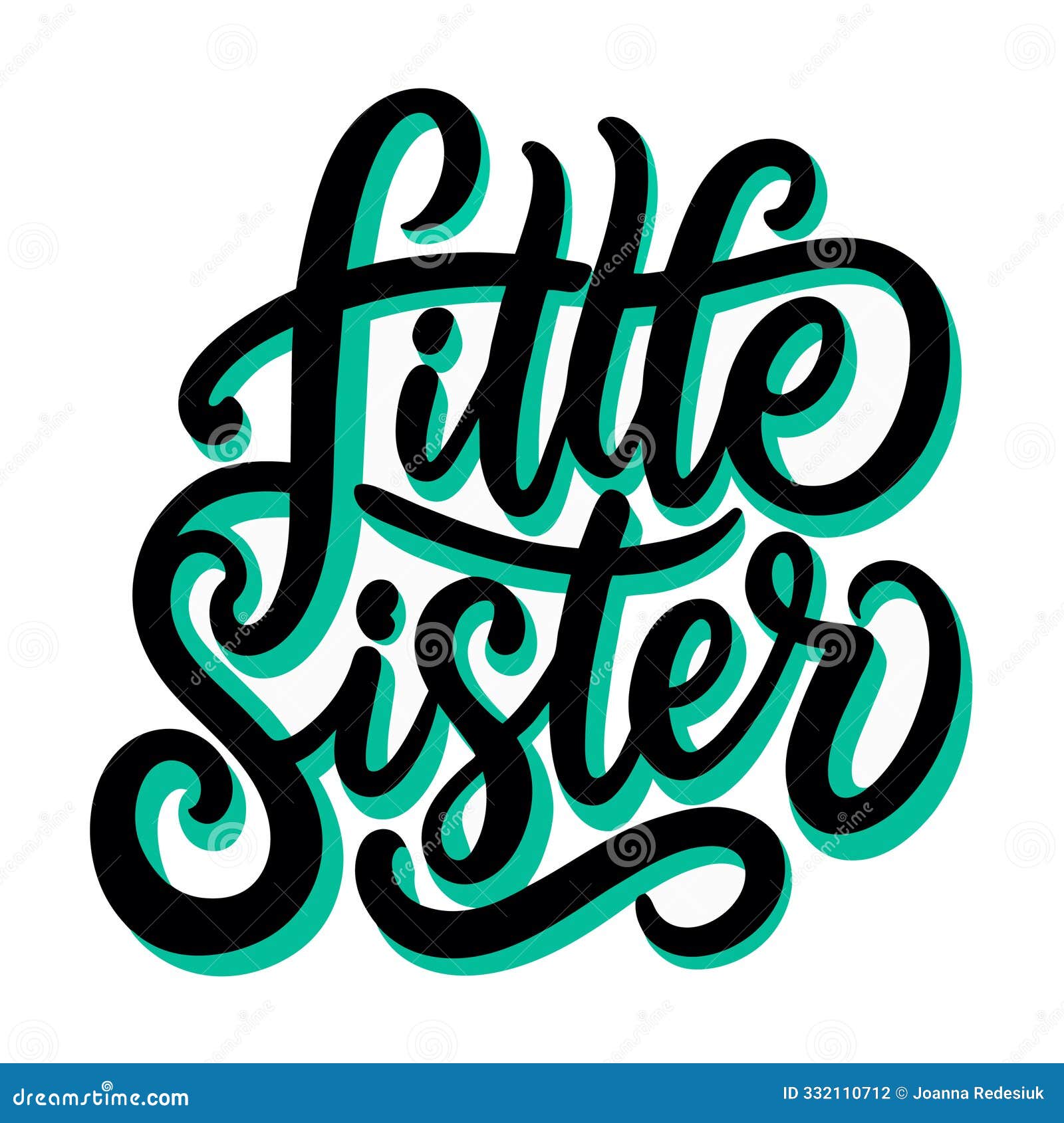 Colorful Typography Features the Words Little Sister Stock Illustration ...