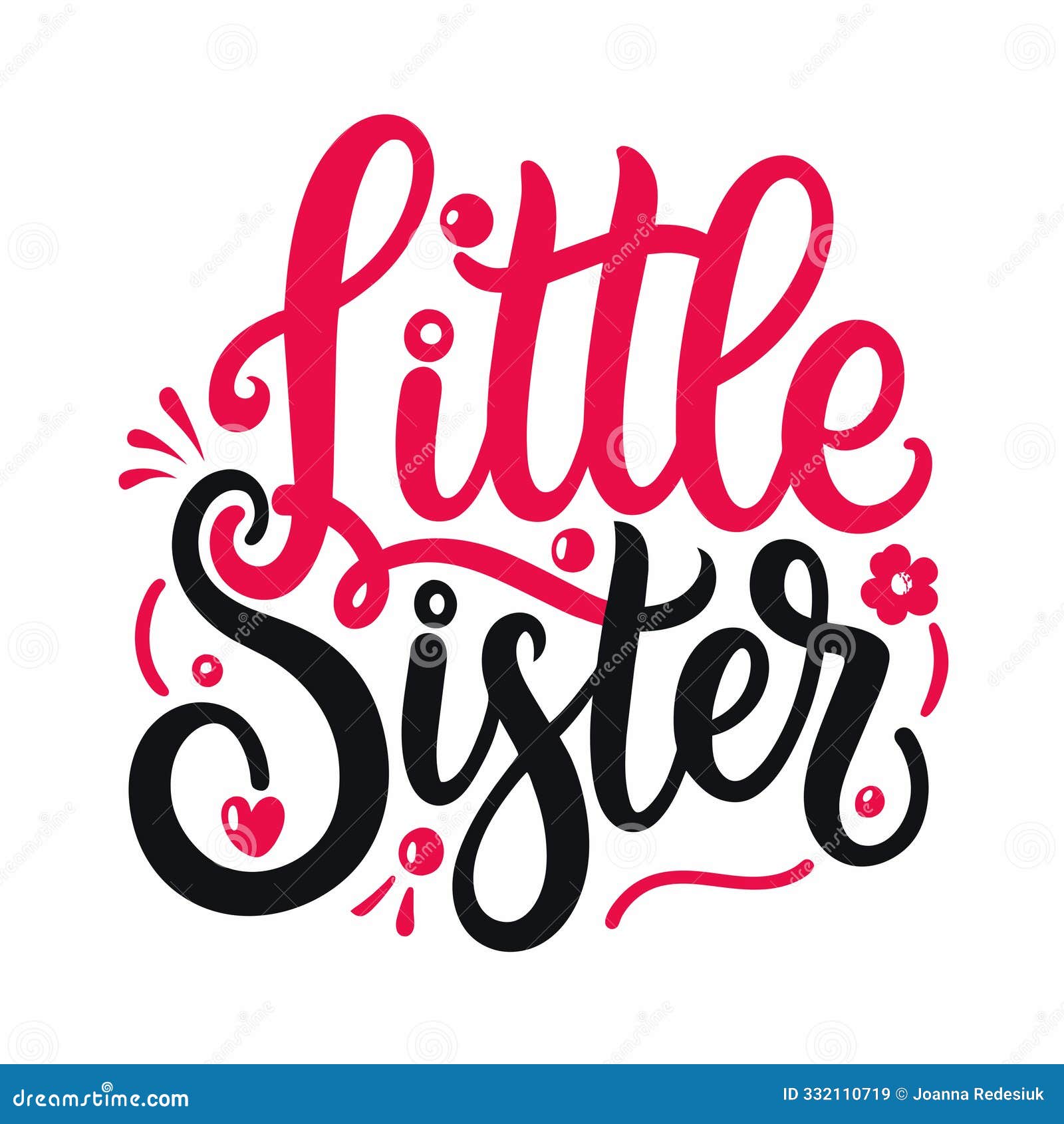 Colorful Typography Features the Words Little Sister Stock Illustration ...