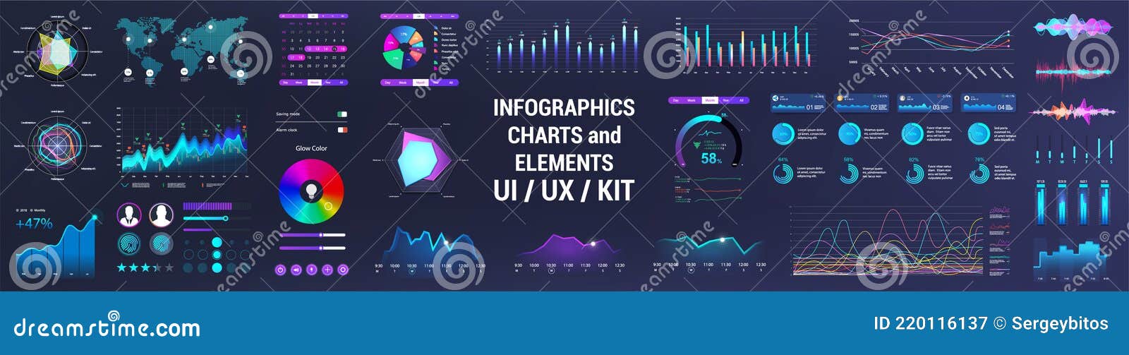 Colorful UI, UX, GUI Interface Elements Collection. Dashboard User ...