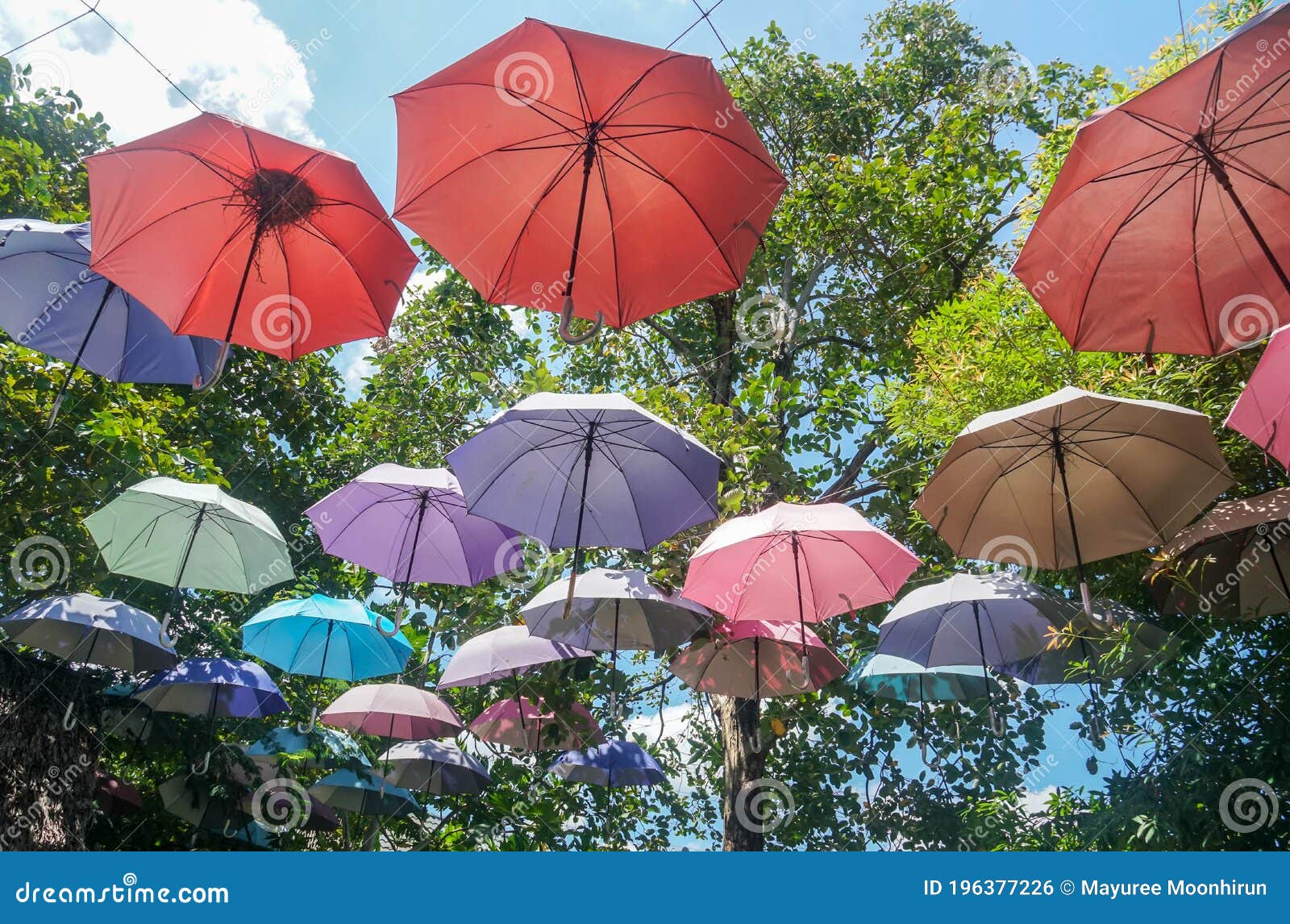 Colorful Umbrella Decorated at Outdoors Garden Editorial Photo - Image ...