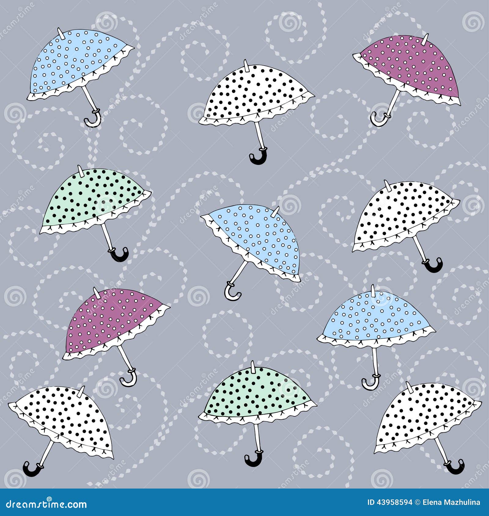 Colorful Umbrellas Polka Dot Stock Vector - Illustration of adorable ...