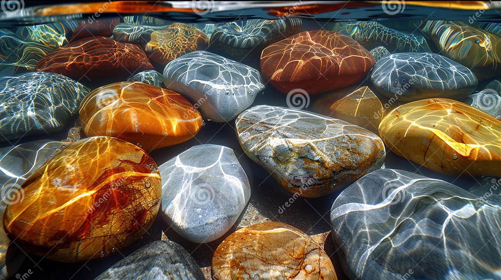 Colorful Underwater Rocks with Sunlight Reflections Stock Image - Image ...
