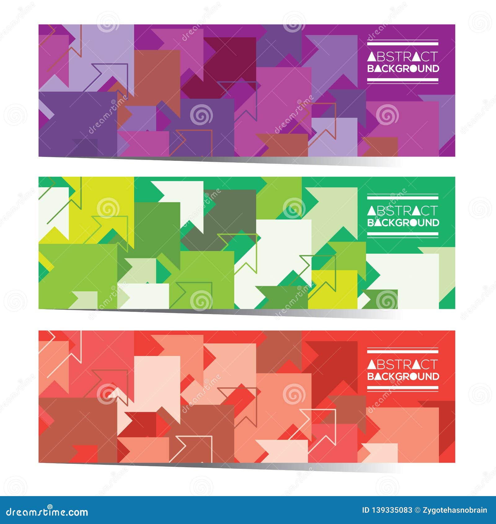 Colorful Up Arrow Three Horizontal Banner Set Stock Vector ...