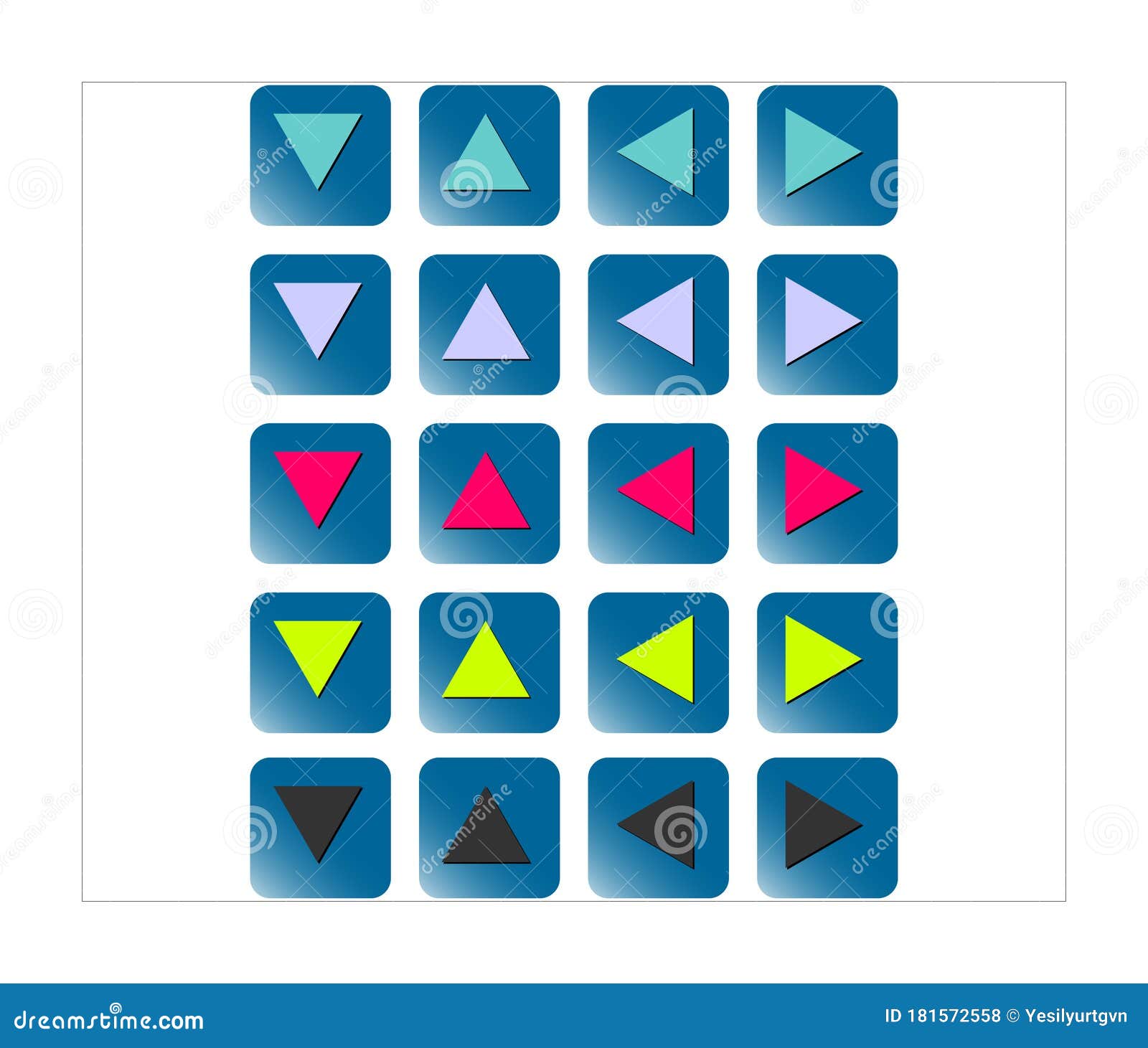 Colorful Up Down, Left Right Buttons for Web Sites or App Stock Vector ...